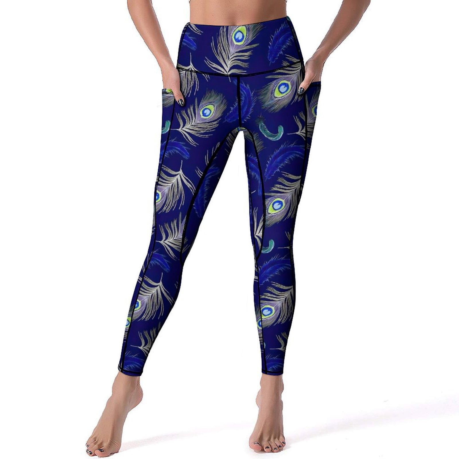 Peacock Painting Yoga Pants Sexy Stained Glass Printed Leggings Push Up ...
