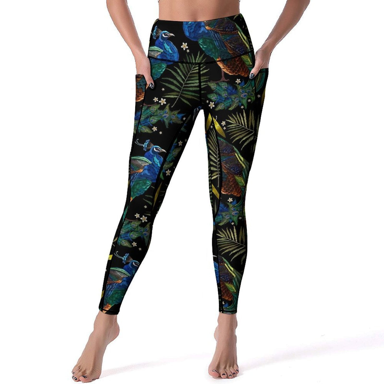Peacock Painting Yoga Pants Sexy Stained Glass Printed Leggings Push Up ...