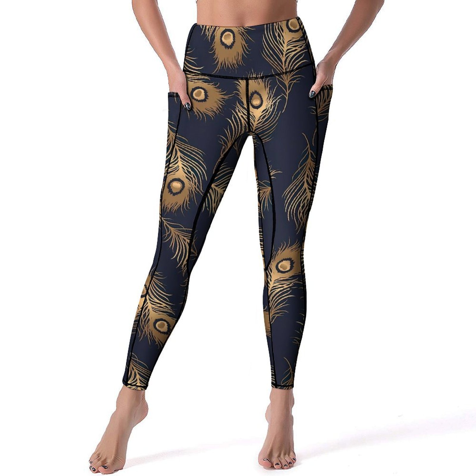 Peacock Painting Yoga Pants Sexy Stained Glass Printed Leggings Push Up ...