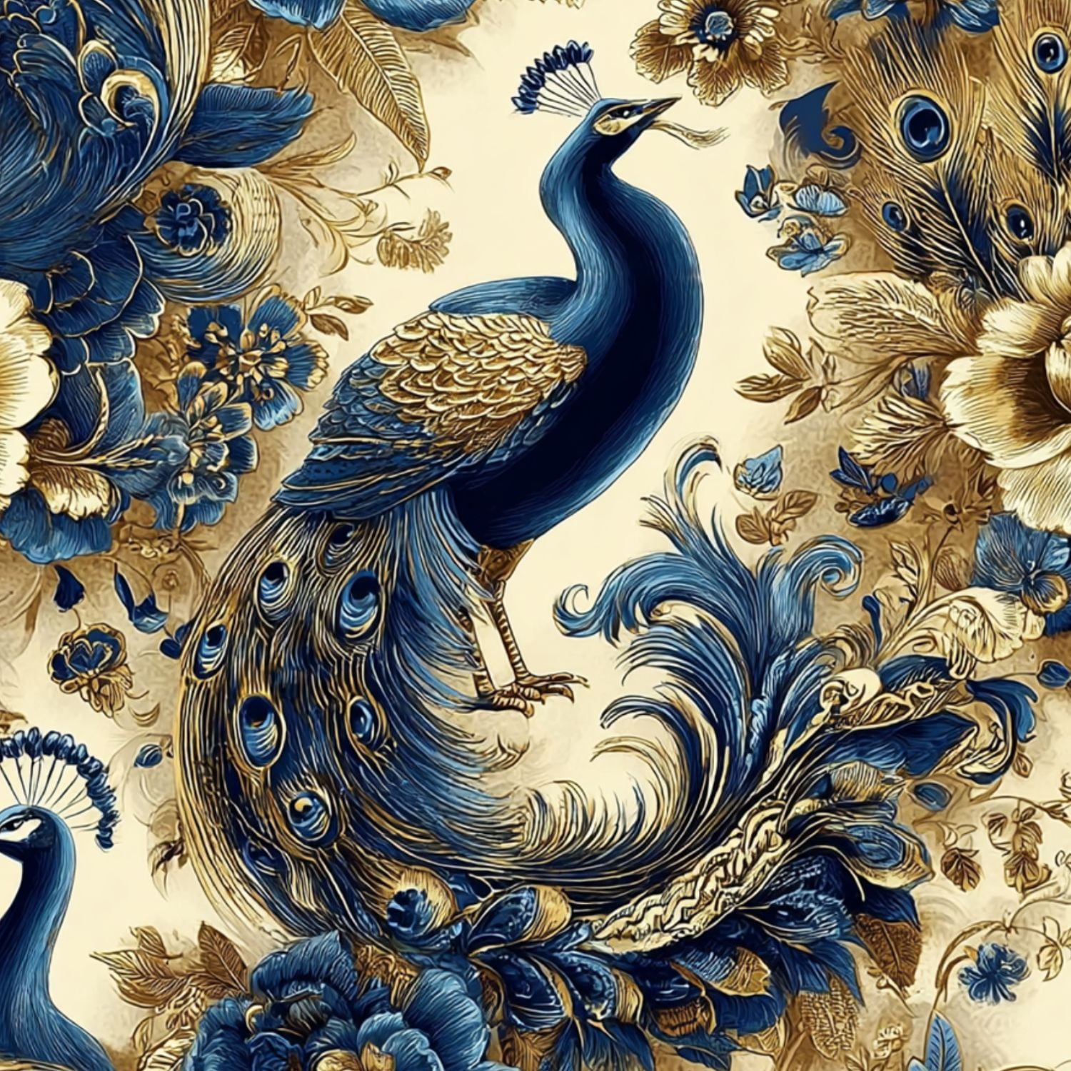 Peacock Peel and Stick Wallpaper 17.7in x 9.8ft Peacock Blue Gold ...