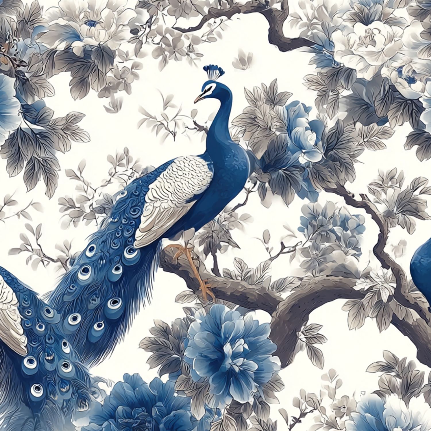 Peacock Peel and Stick Wallpaper 23.6in x 9.8ft Blue Peacock Floral ...