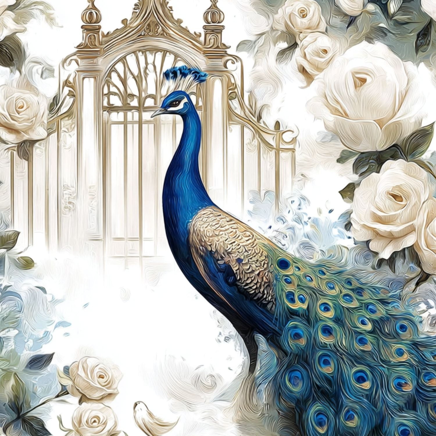 Peacock Peel and Stick Wallpaper 23.6in x 9.8ft Peacock Ornate Golden ...