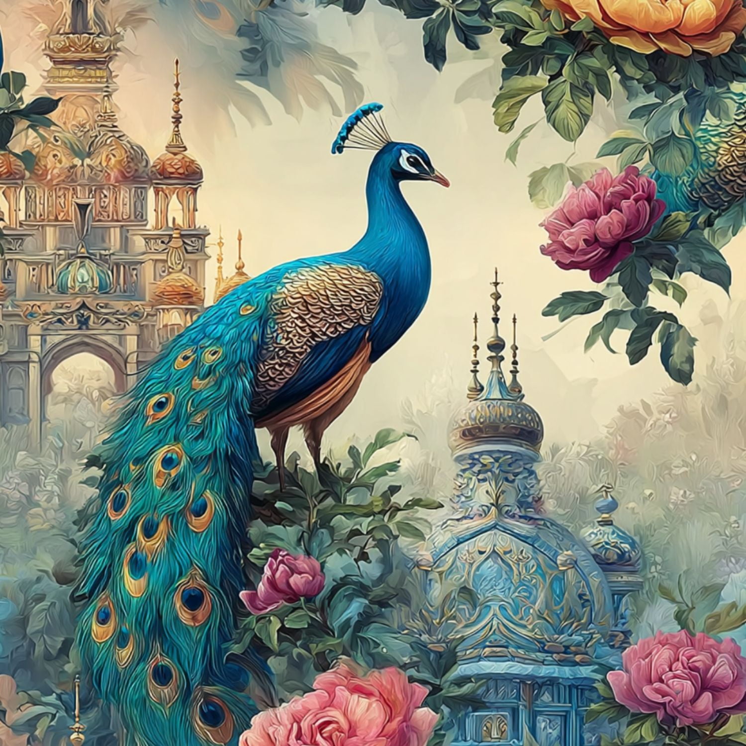 Peacock Peel and Stick Wallpaper 23.6in x 9.8ft Peacock Vibrant Garden ...