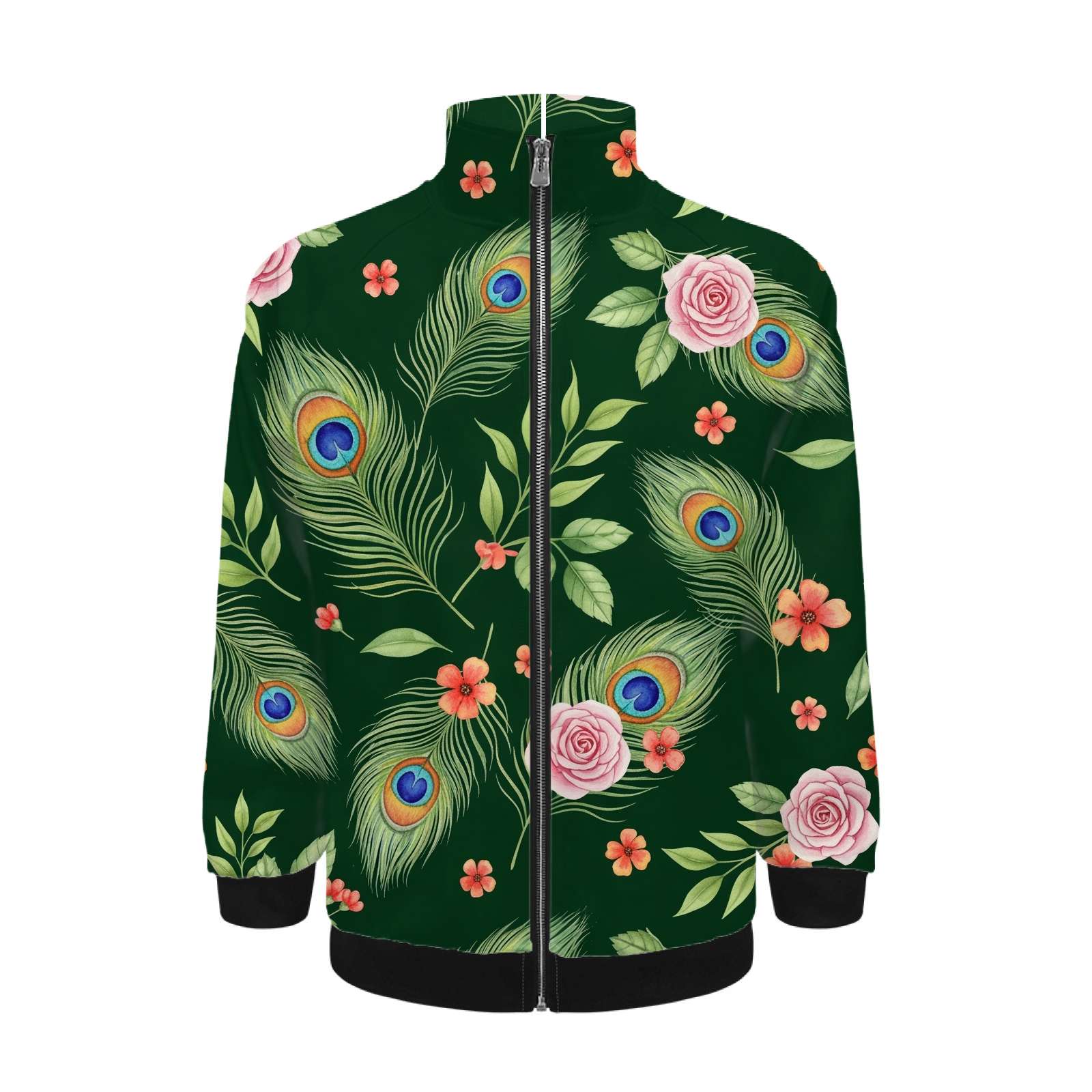 Peacock Plumage Floral Print Jacket Men's Street Cool Long Sleeves Coat ...