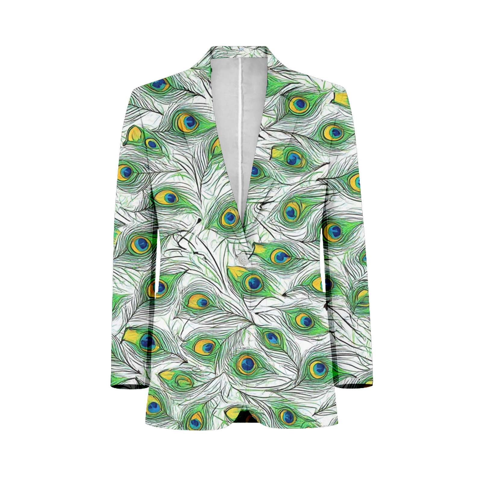 Peacock Plumage Vibrant Pattern Mens Suits Shawl Collar Slim Fit Suit ...