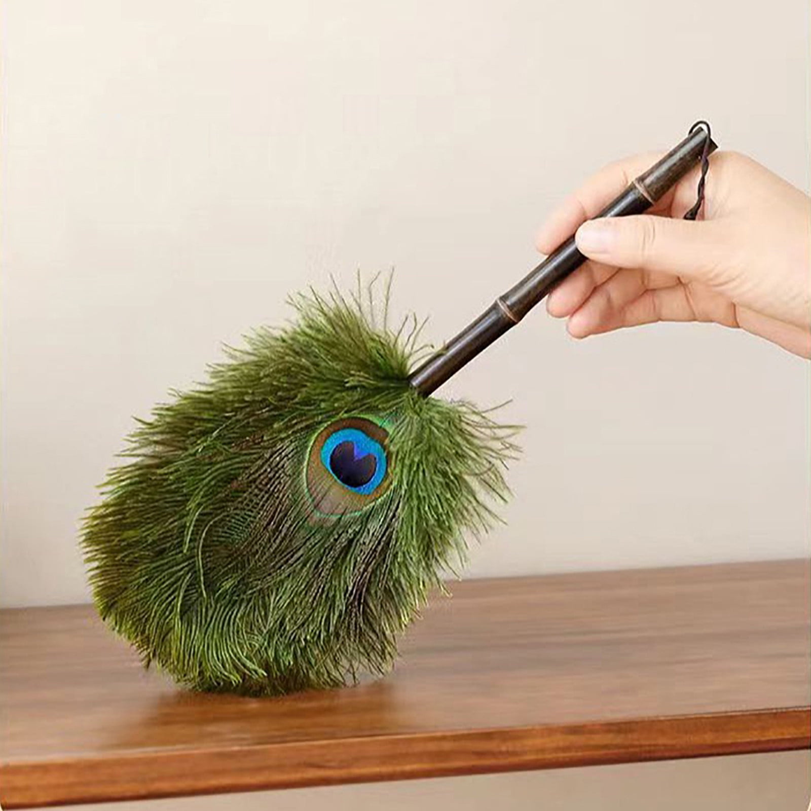 Peacock Plume Feather Cleaning Brush Duster,Wood Handle,Hanging Rope ...