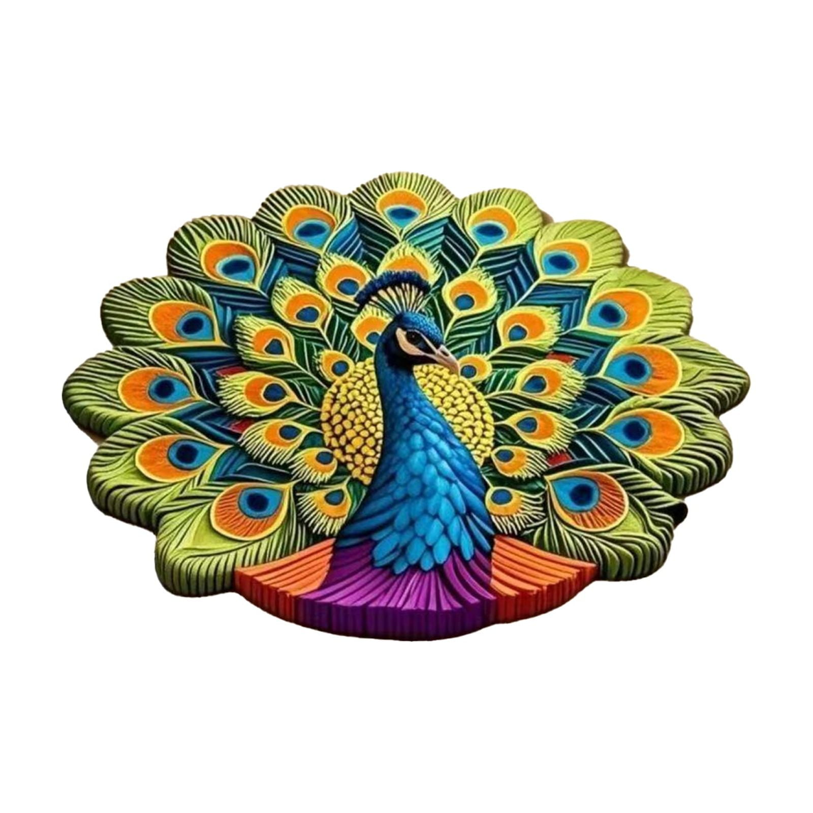 Peacock Print Floor Mat, Natural Rubber Base, Fun Playful Animal Design ...