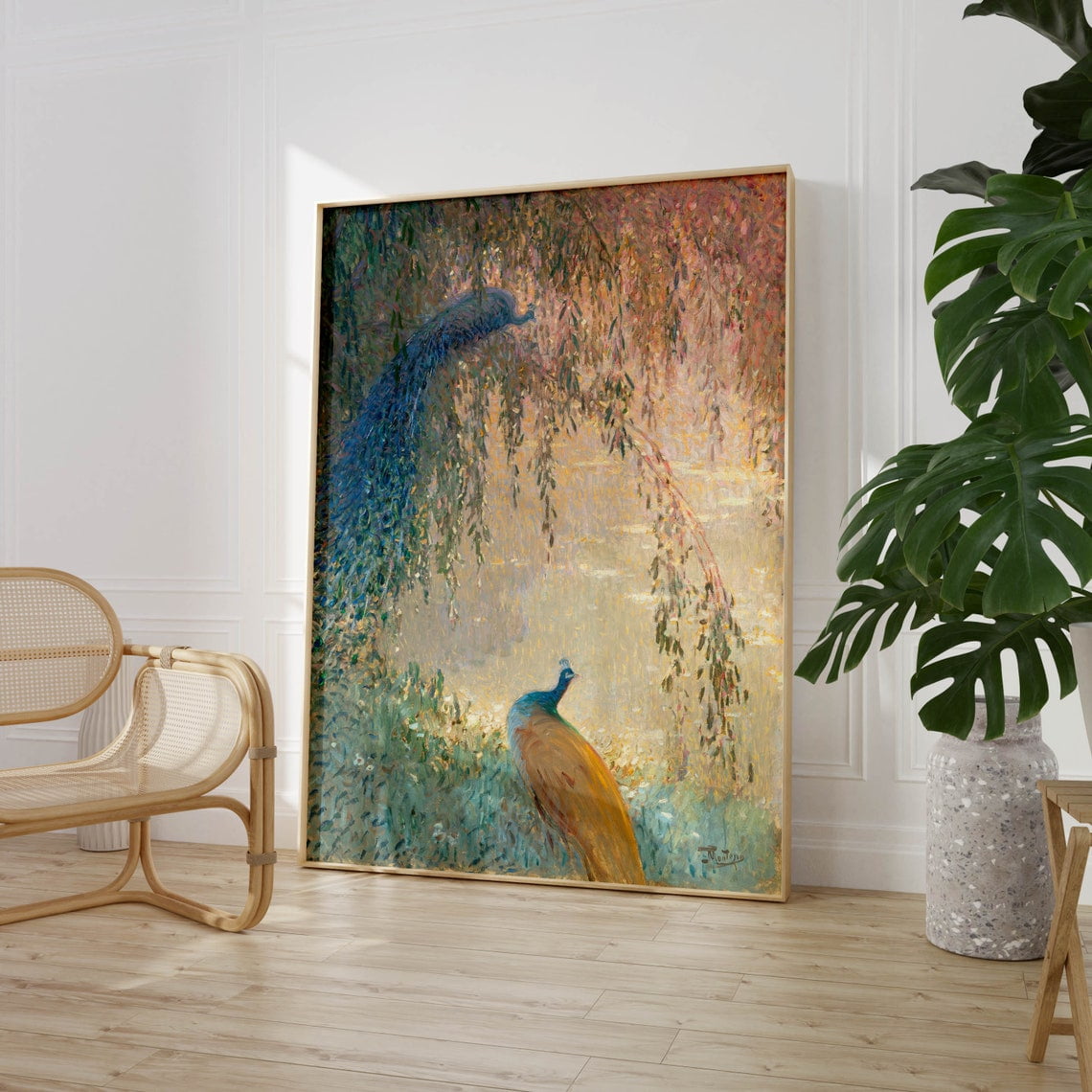 Peacock Print, Floral Wildlife Art, Botanical Poster, Shabby Chic ...