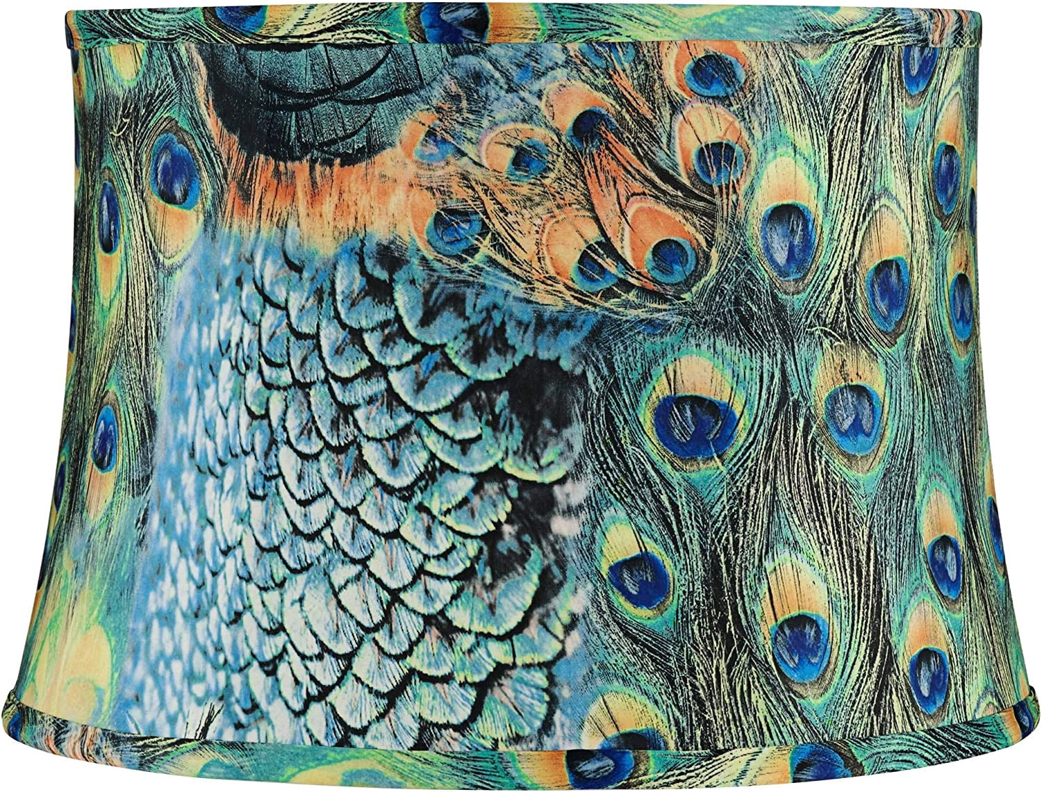 Peacock Print Large Drum Lamp Shade 14" Top x 16" Bottom x 11" Slant ...