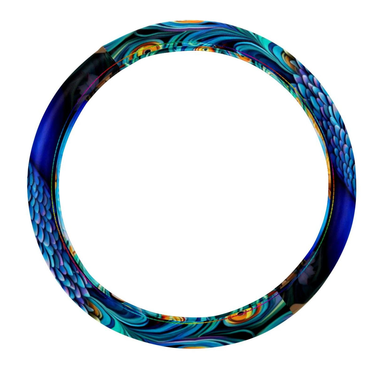 Peacock Printed 14.5 Inch PVC Leather Car Wheel Covers Steering Wheel ...