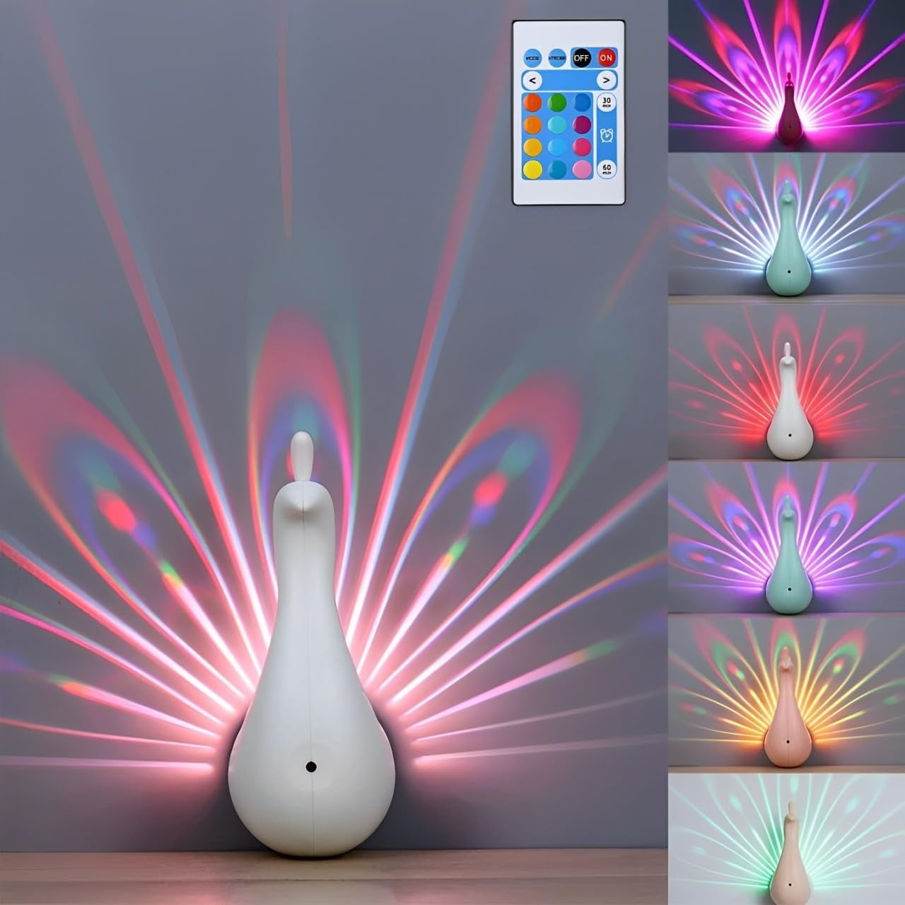 Peacock Projection Desk Lamp Party, Peacock Wall Light, Remote Control ...