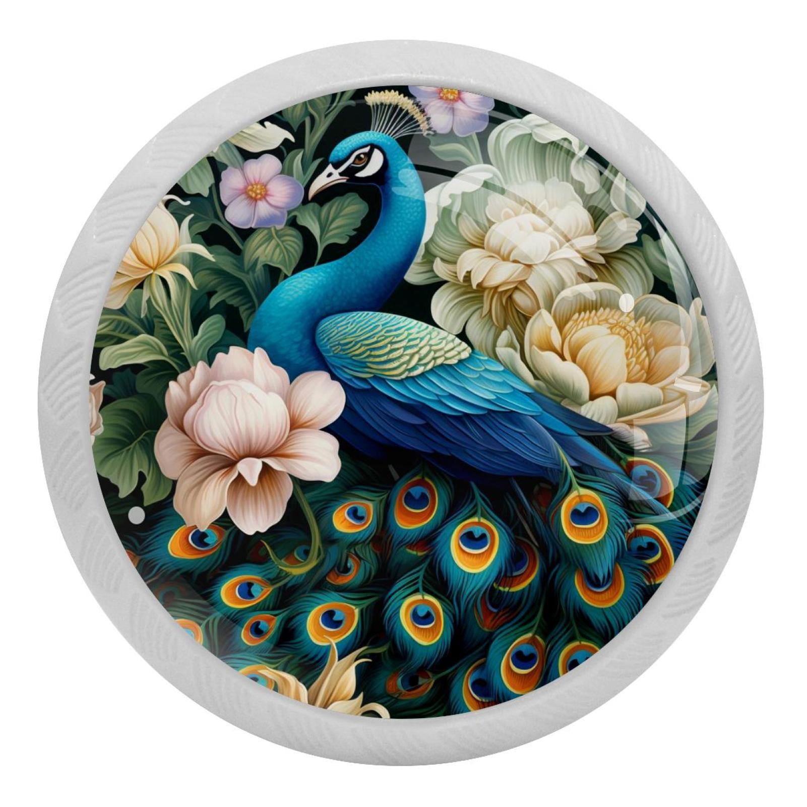 Peacock Round Glow-in-the-Dark Cabinet Knobs: Fluorescent Drawer Pulls ...