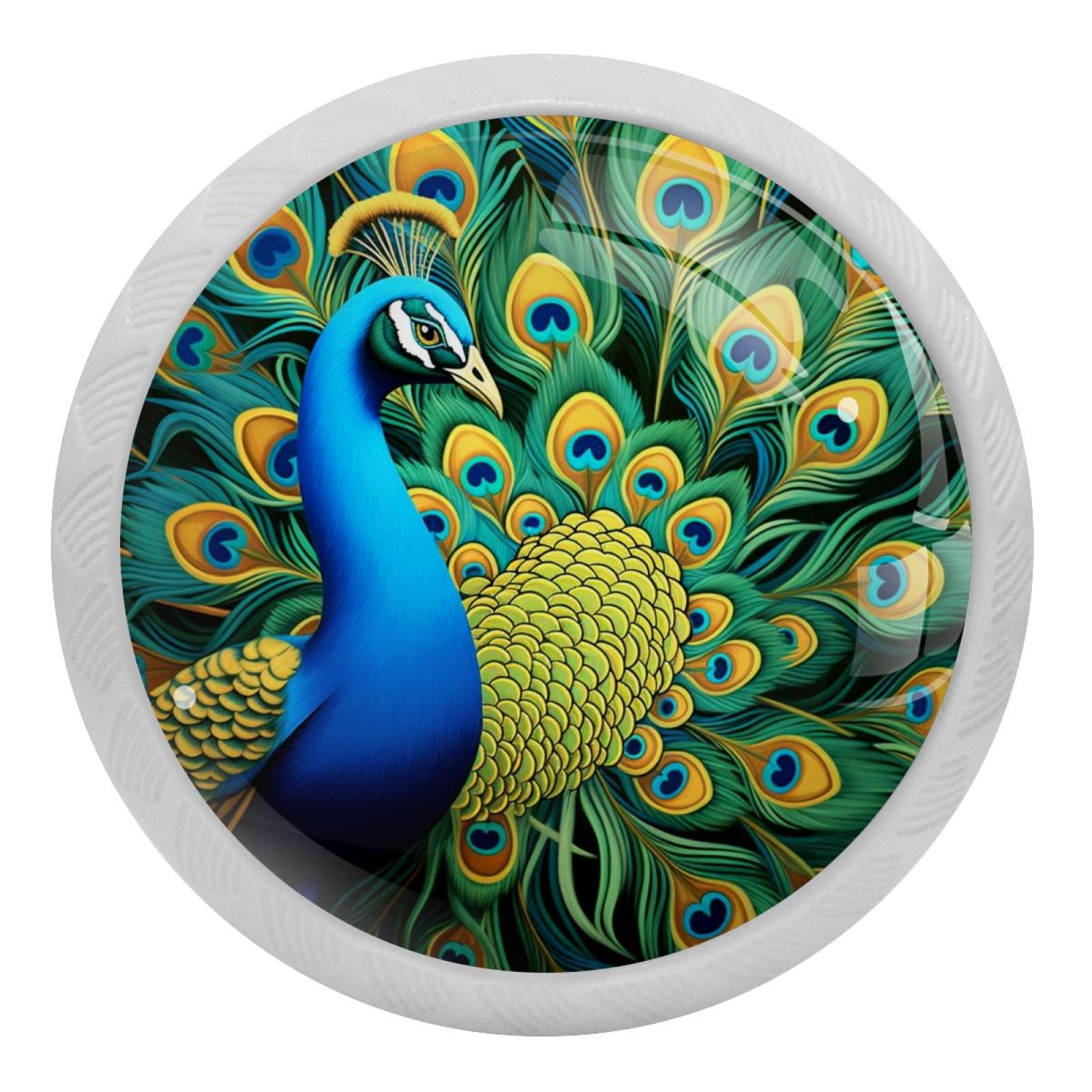 Peacock Round Glow-in-the-Dark Cabinet Knobs with Screws - 4 Pack ...