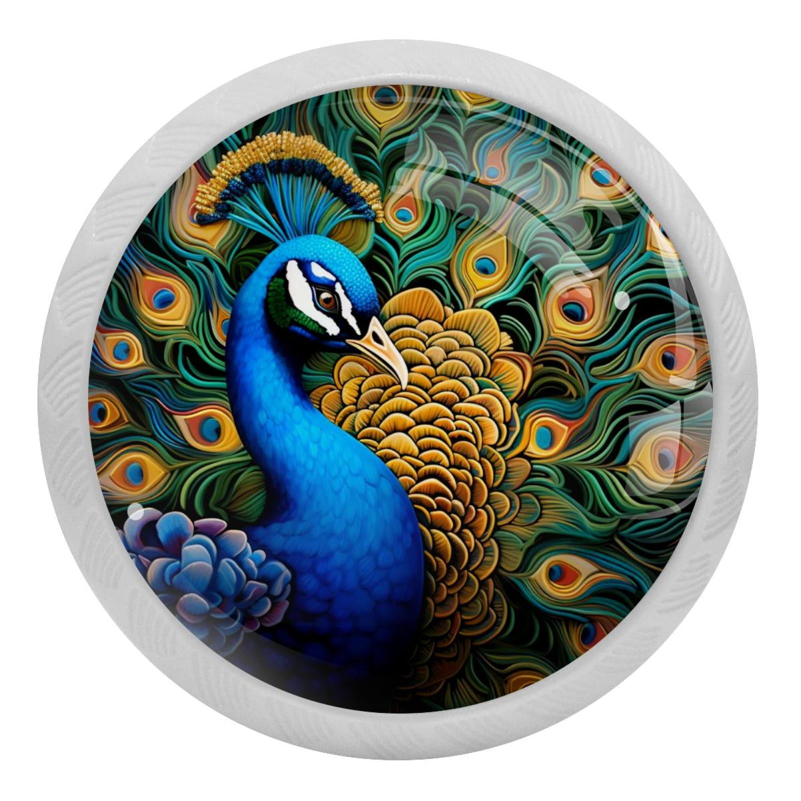 Peacock Round Glow-in-the-Dark Cabinet Knobs with Screws - 4 Pack ...