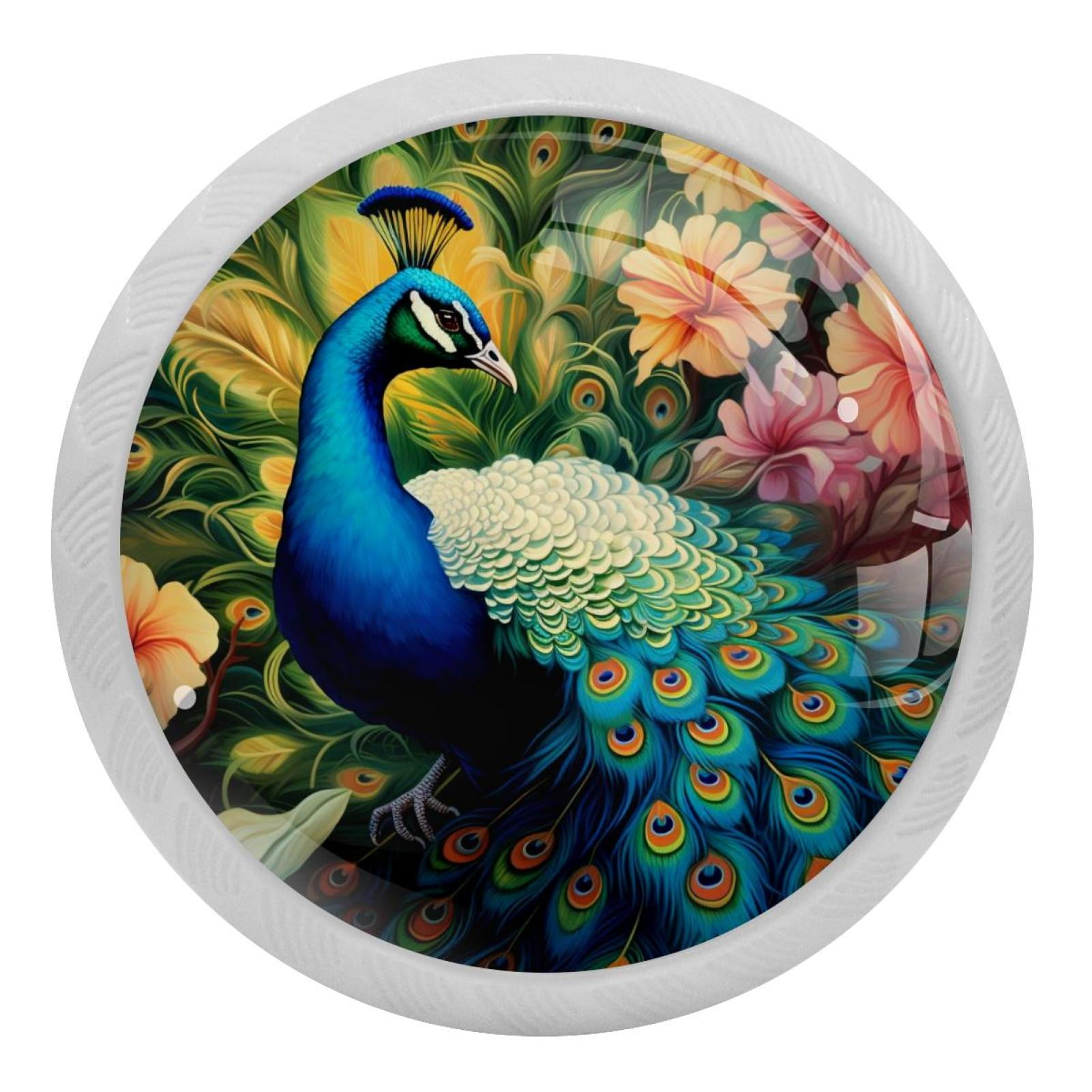 Peacock Round Glow-in-the-Dark Dresser Knobs: Fluorescent Drawer Pulls ...