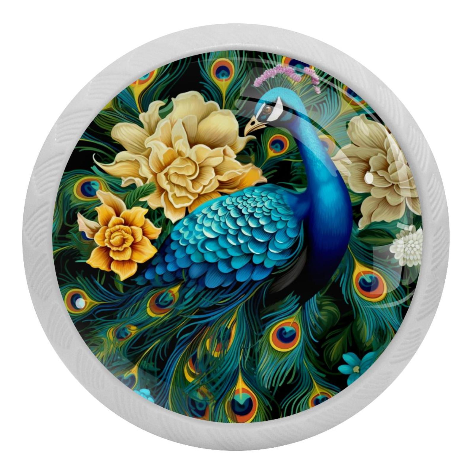Peacock Round Glow-in-the-Dark Dresser Knobs: Fluorescent Drawer Pulls ...