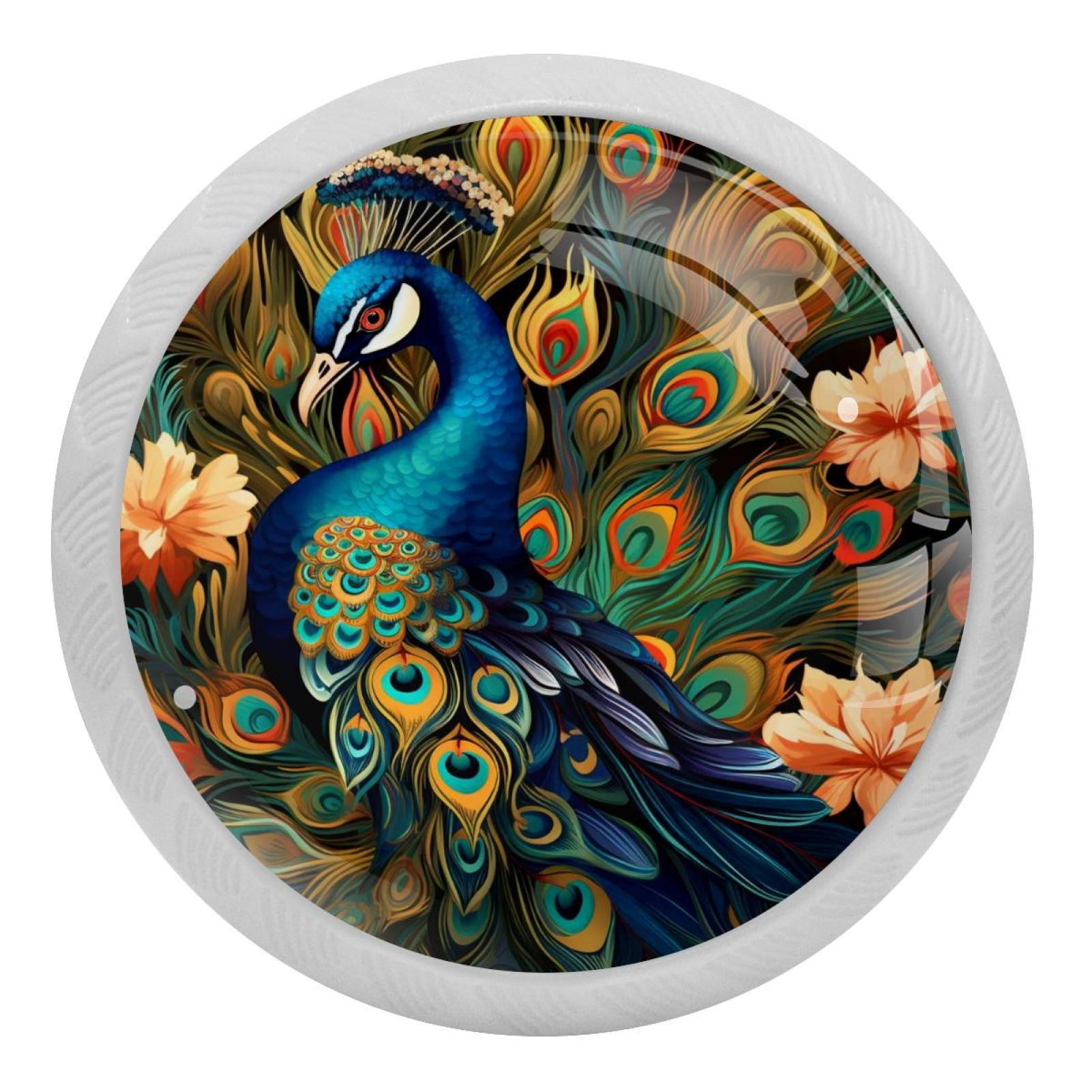 Peacock Round Glow-in-the-Dark Fluorescent Cabinet and Dresser Knobs ...