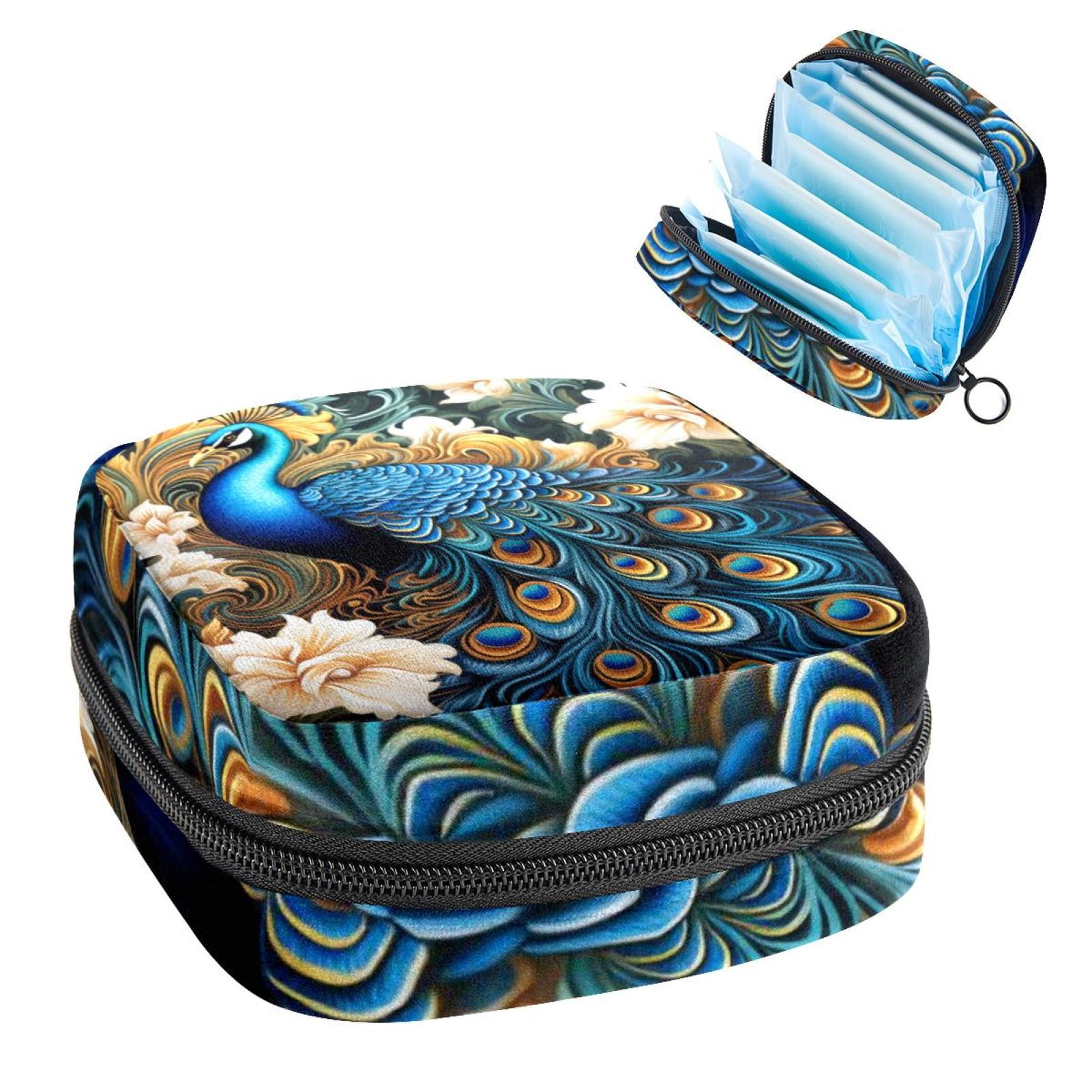 Peacock Sanitary Napkin Bag Period Pouch Travel Organizer Zipper Pouch ...