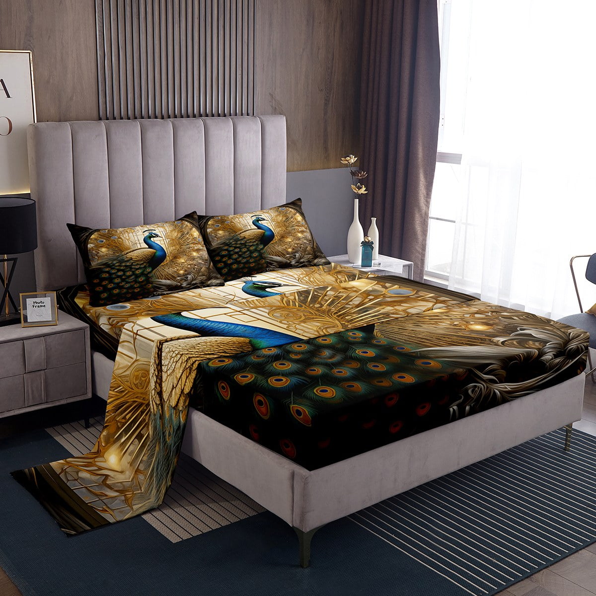 Peacock Sheet Set Exotic Birds Animal Sheets Queen, Elegant Gorgeous ...