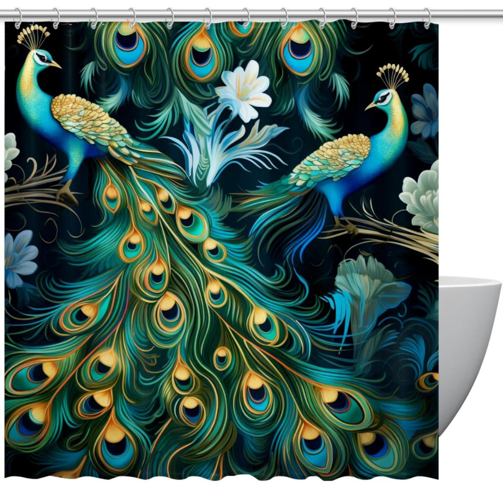 Peacock Shower Curtain Waterproof Bathroom Curtain With Grommets And Hooks Shower Curtains 60 X