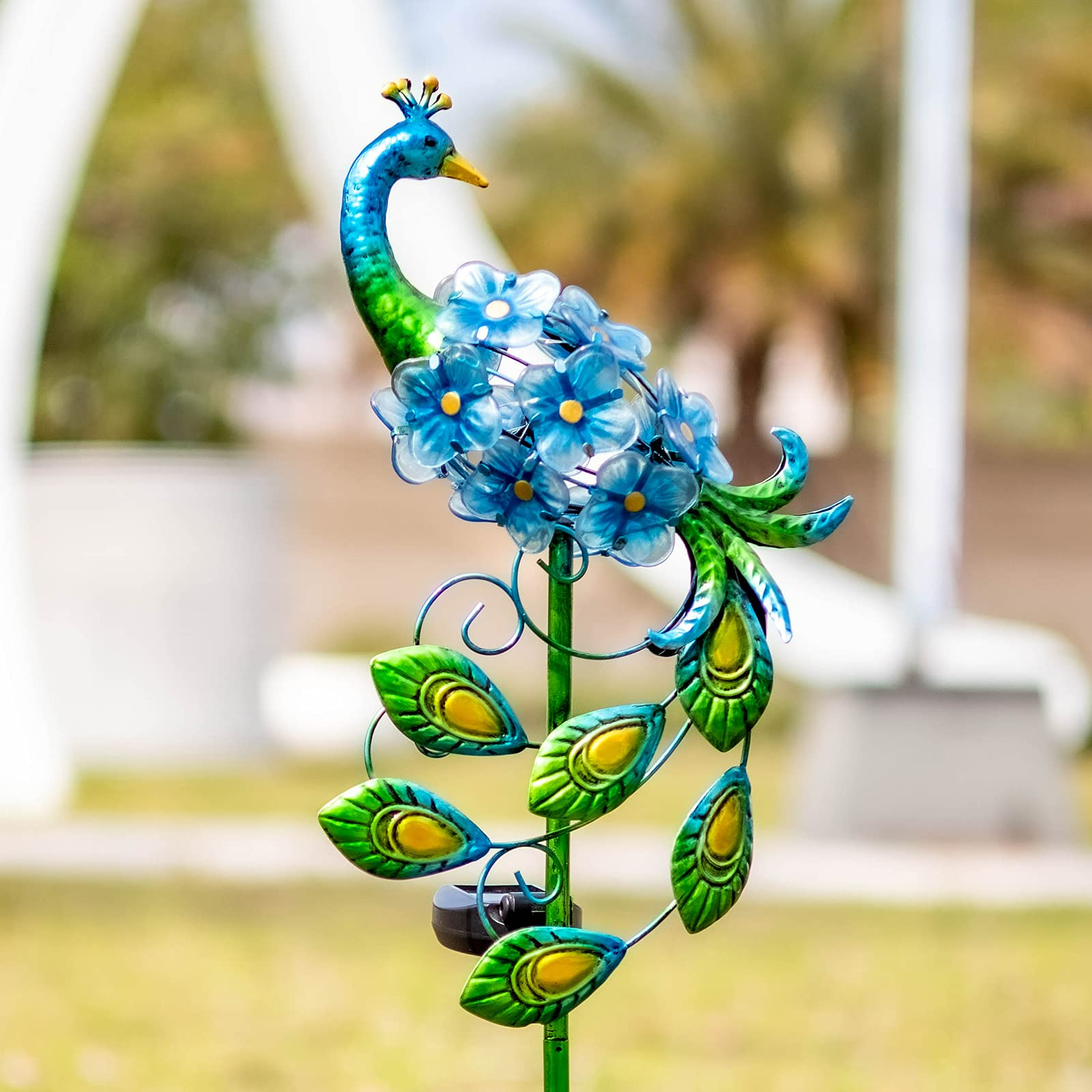 MUMTOP Peacock Solar Garden Lights - Metal Statue Decoration with ...