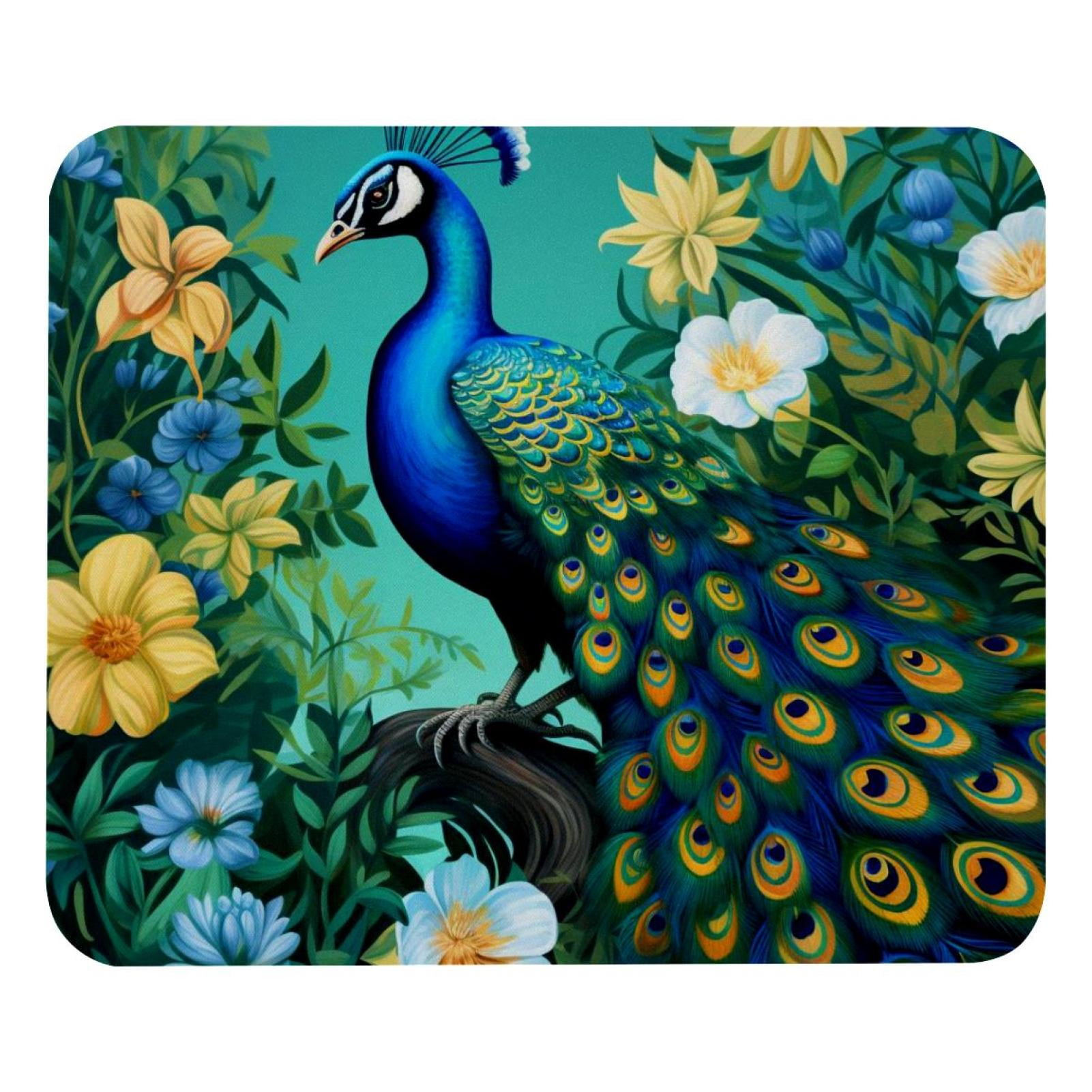 Peacock Square Mouse Pad, 8.3x9.8 Inch, Non-Slip Rubber Bottom, Printed ...