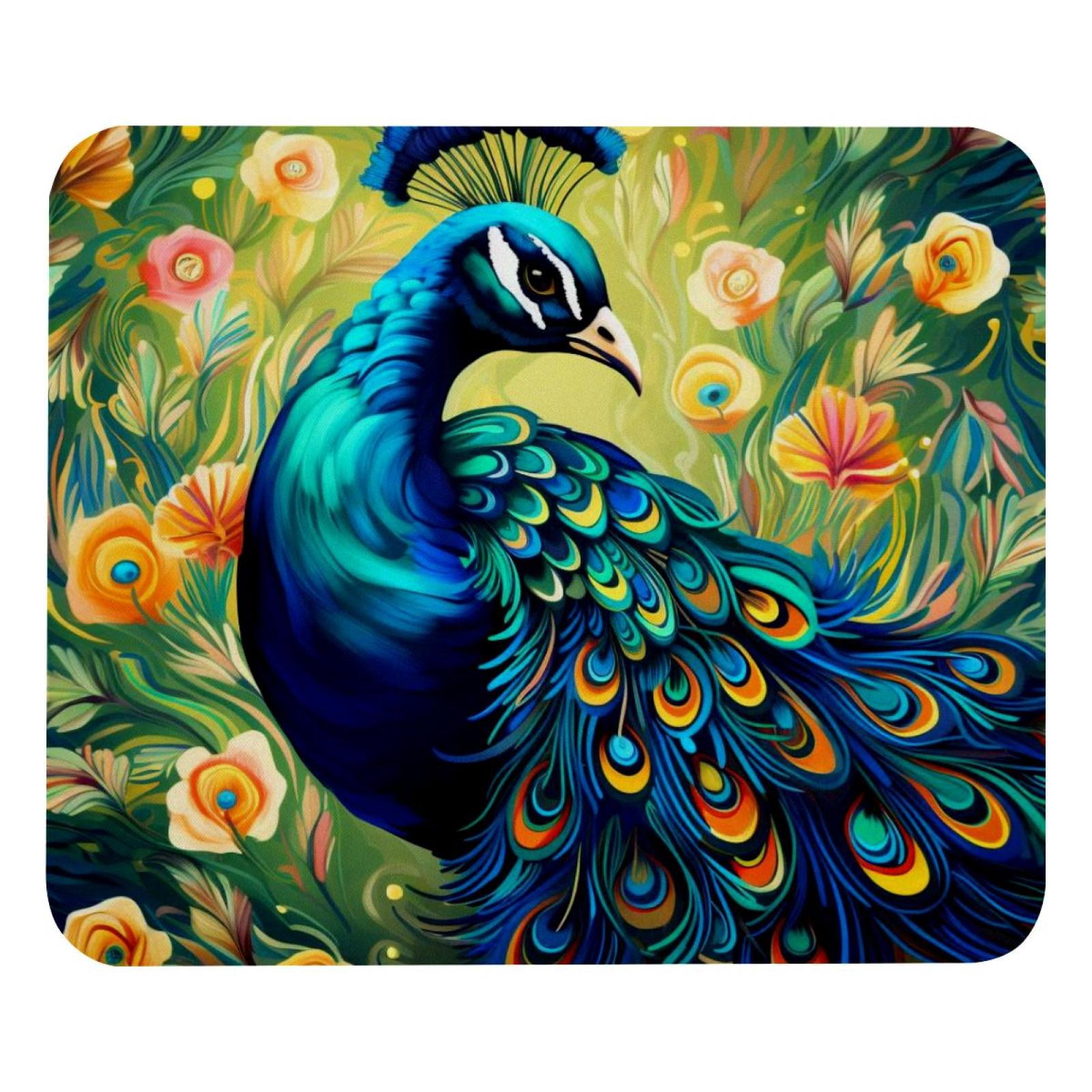 Peacock Square Printed Desk Mat Gaming Mouse Pad Non-Slip Rubber Bottom ...