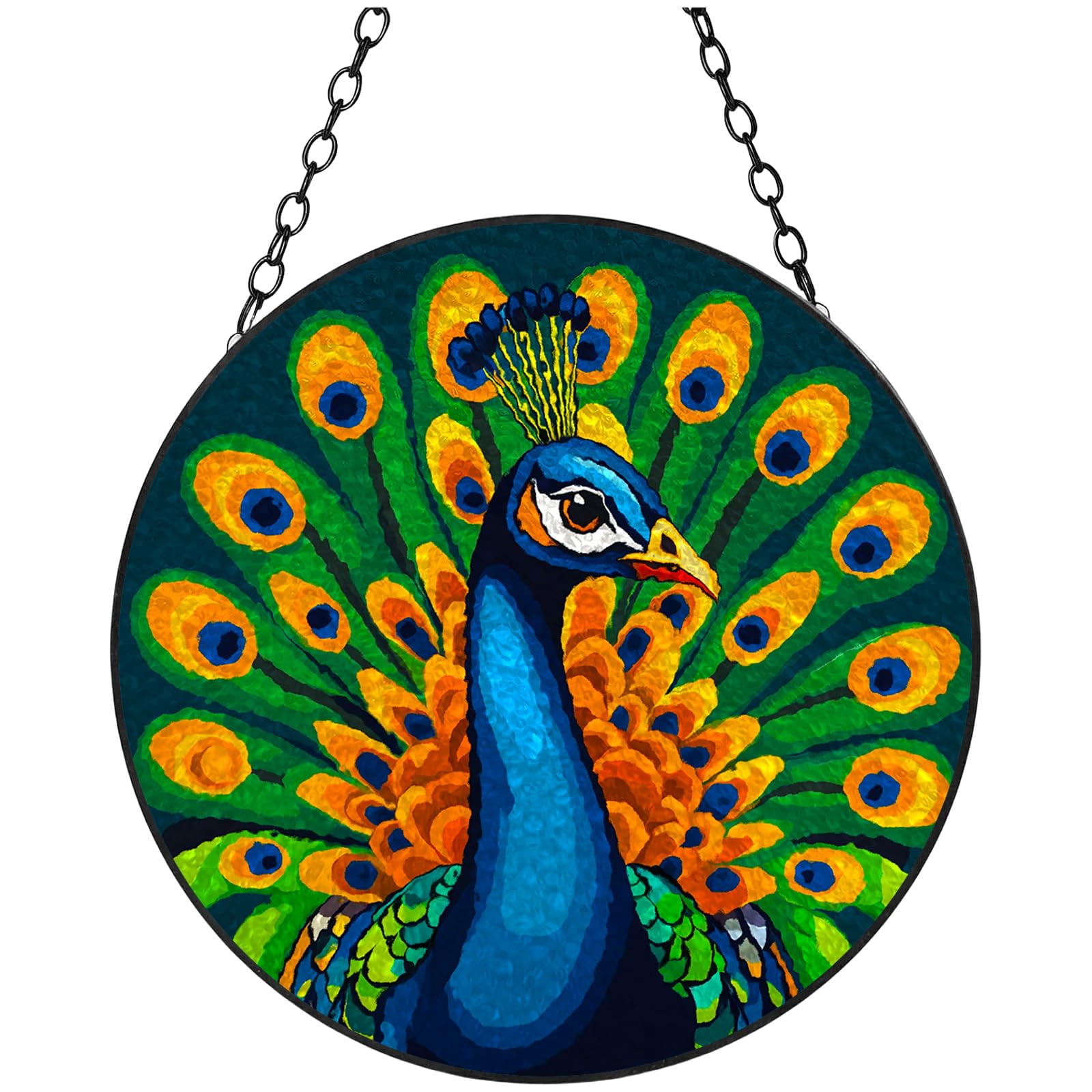 Peacock Stained Glass Suncatcher Colored Handmade Window Hangings Glass 6833