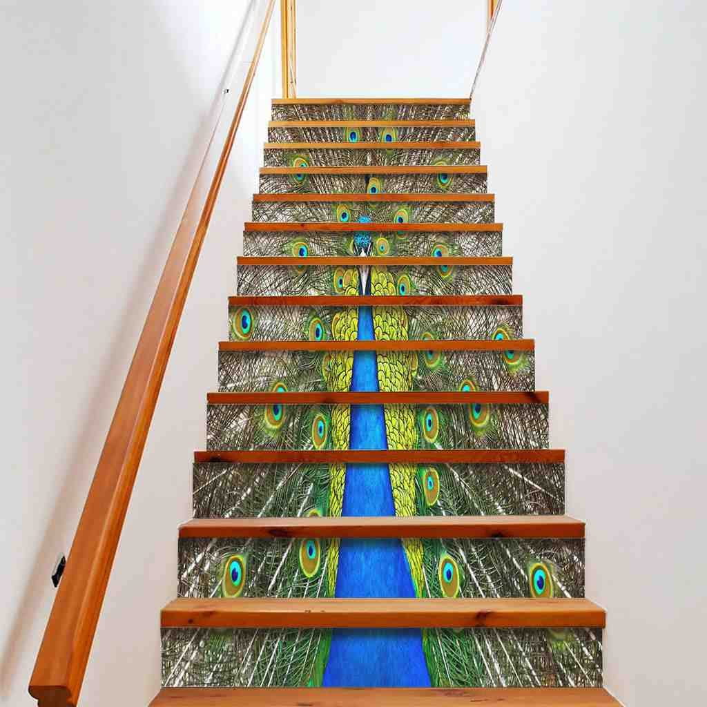 Peacock Stair Stickers Beautiful Animal Staircase Riser Decals Colorful ...