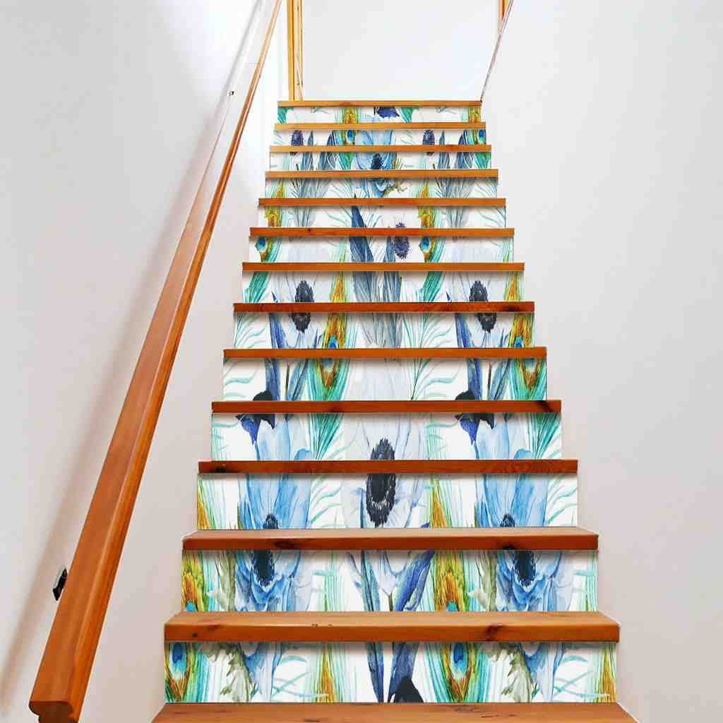 Peacock Stair Stickers Beautiful Animal Staircase Riser Decals Colorful ...