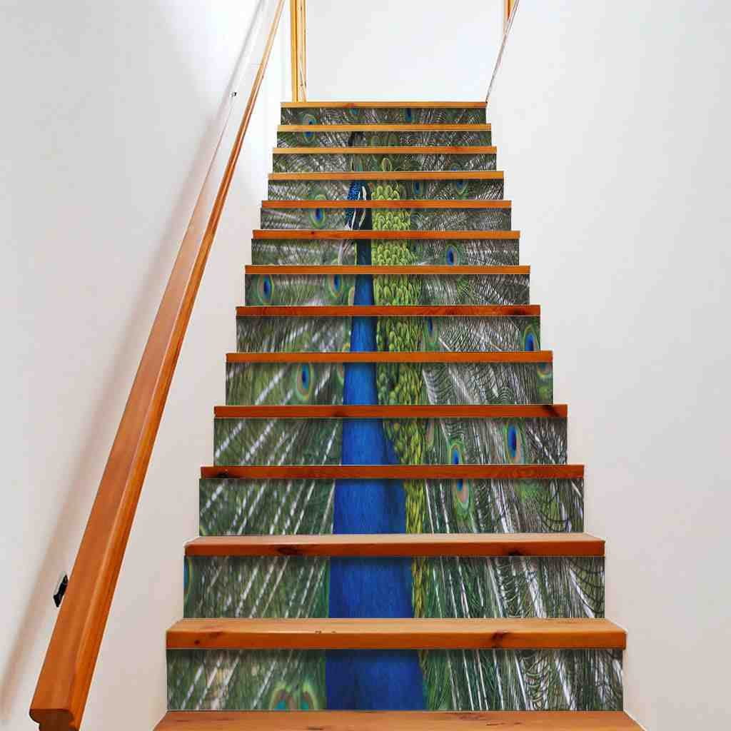 Peacock Stair Stickers Beautiful Animal Staircase Riser Decals Colorful ...