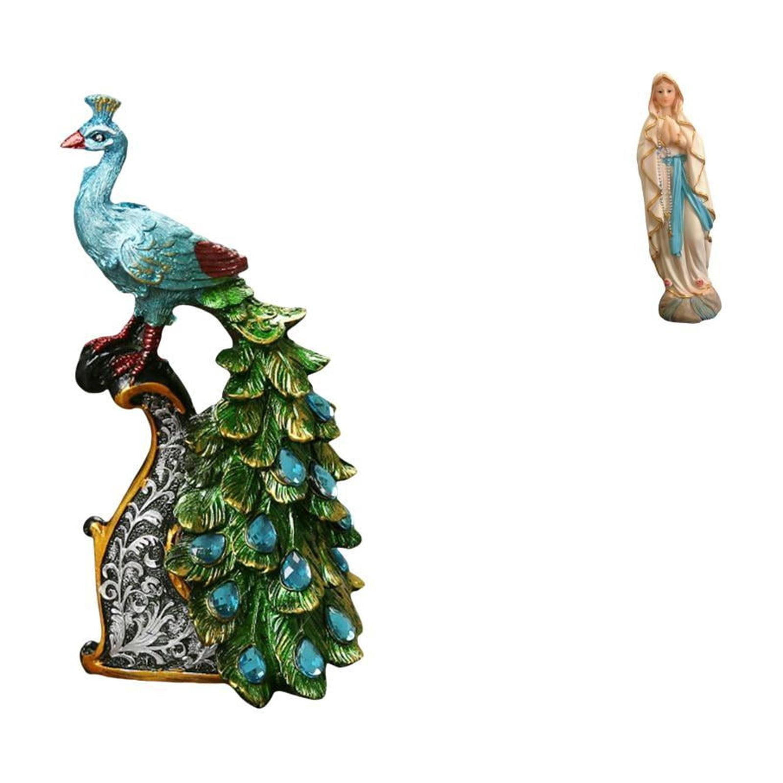 Peacock Statue Virgin Mary Figurine Luther Sculpture Durable Resin ...