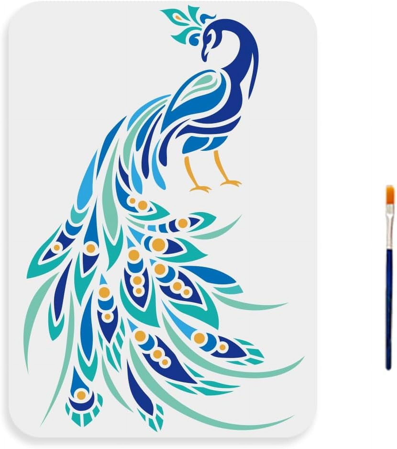Peacock Stencil 11.7×8.3inch Large Peacock Drawing Stencils with Paint ...