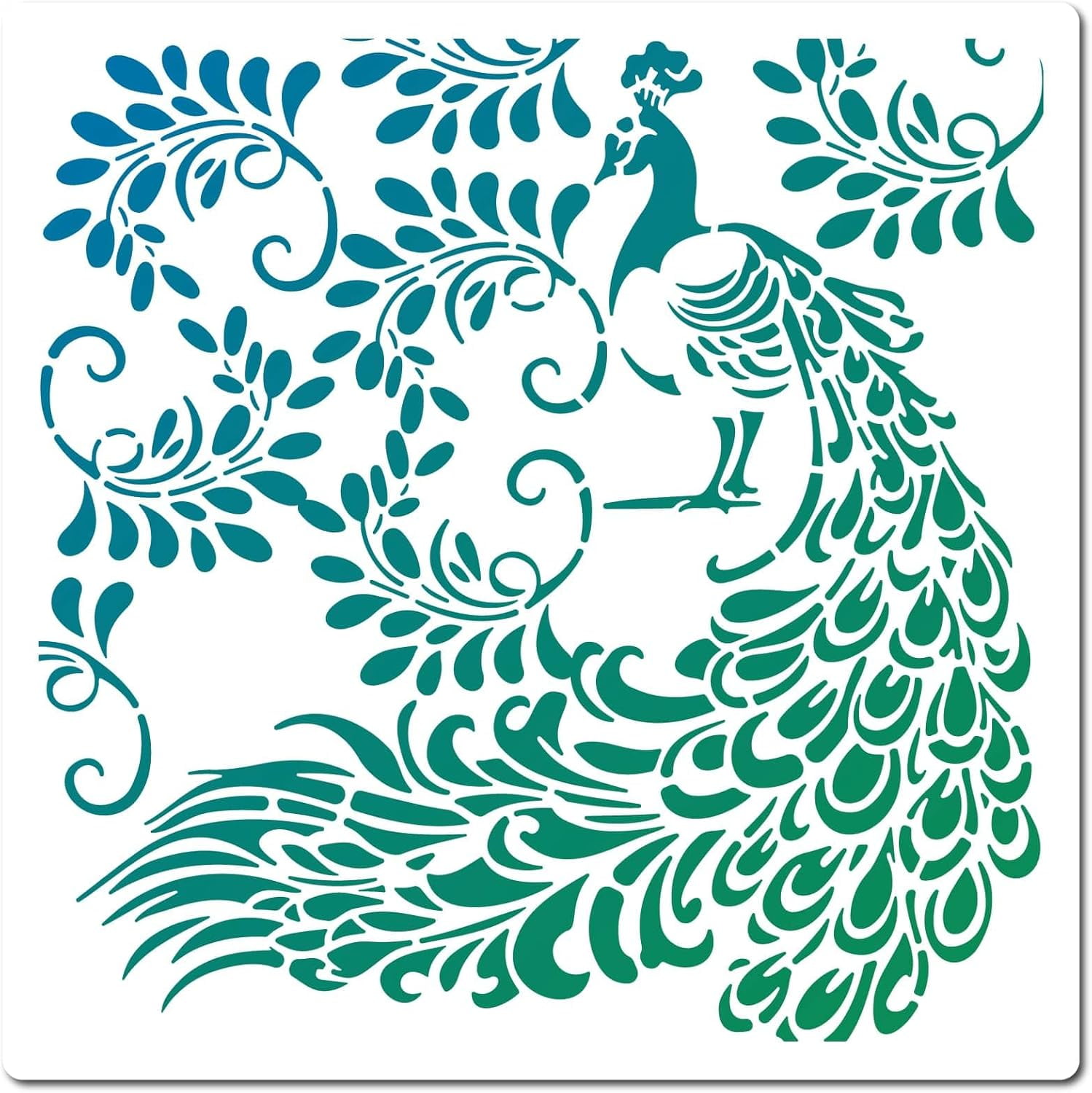 Peacock Stencil Large Square 11.8x11.8 Inch Animal Decorative Bird ...