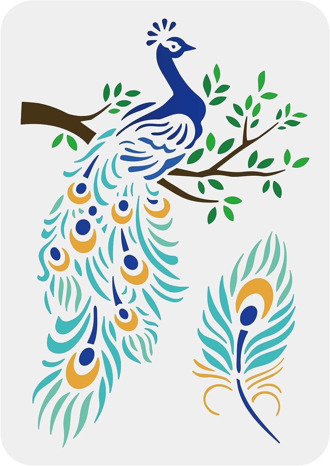 Peacock Stencils for Painting 11.7x8.3inch Reusable Peacock on Branches Pattern Drawing Stencil ...