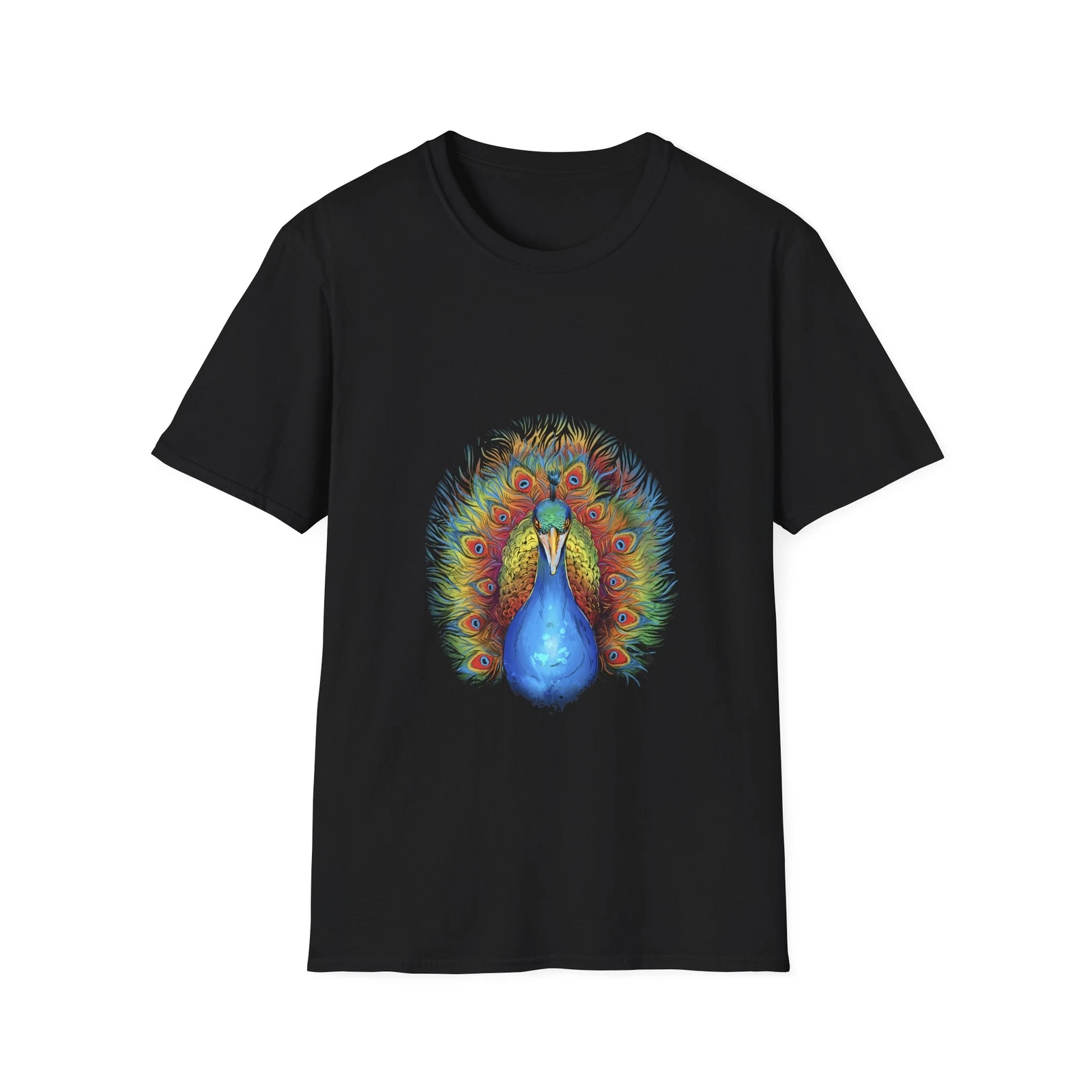 Peacock T-Shirt With Radiant Feathers Spread In Bold Vibrant Graphic ...