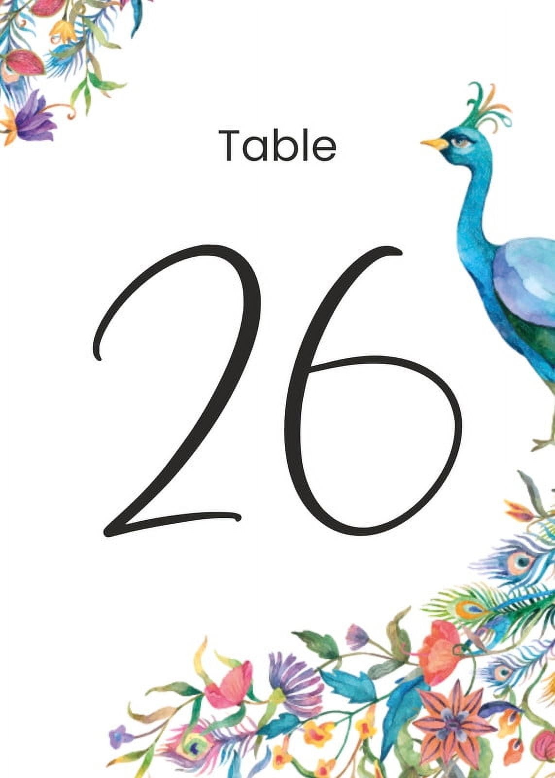 Peacock Table Cards Number 1-40 Double Sided For Wedding Reception ...