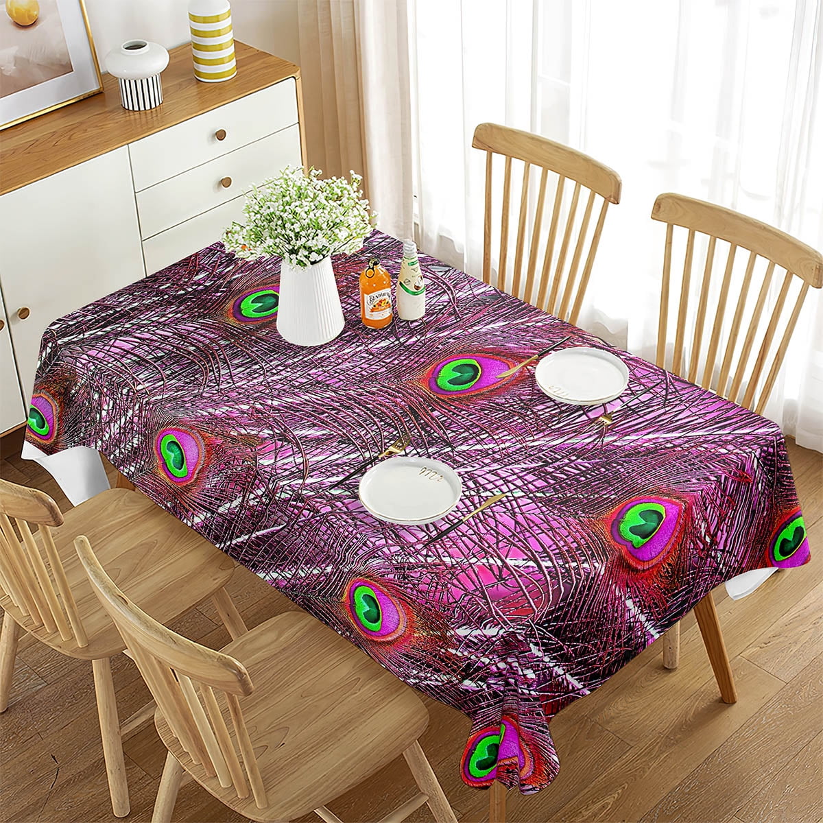 Peacock Tablecloth Rectangular Peacock Feather Wild Animal Art ...