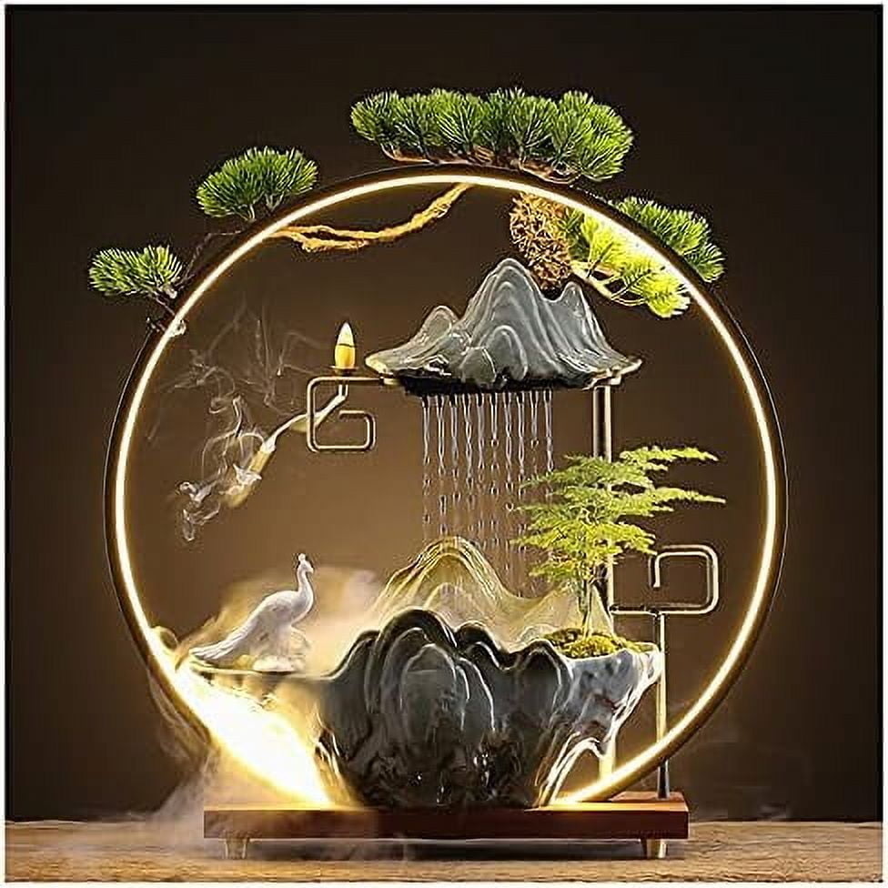 Peacock Tabletop Water Fountains Indoor Waterfall with LED Light Zen ...