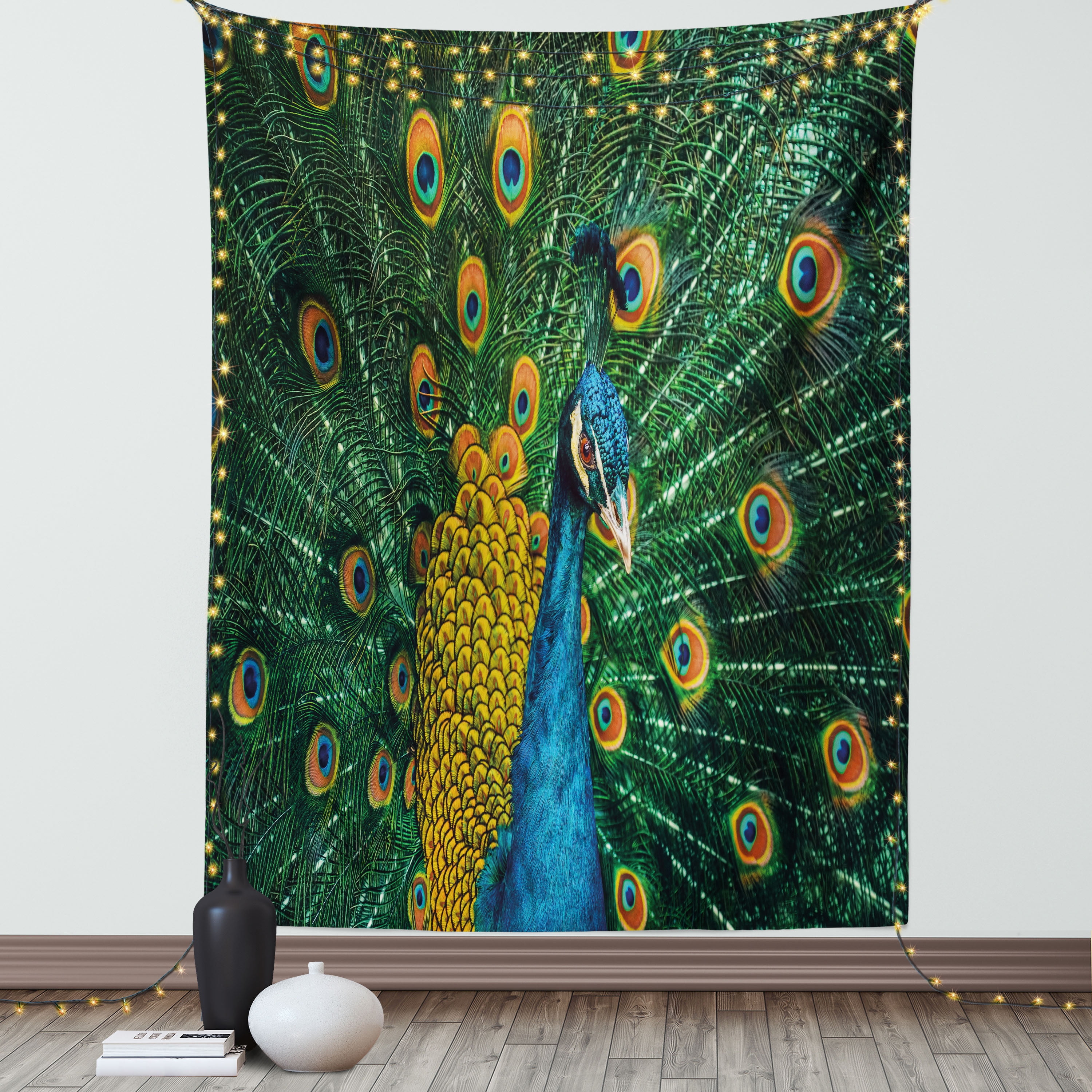 Peacock Tapestry, Portrait Of The Peacock Courtship Display Eye Spotted ...