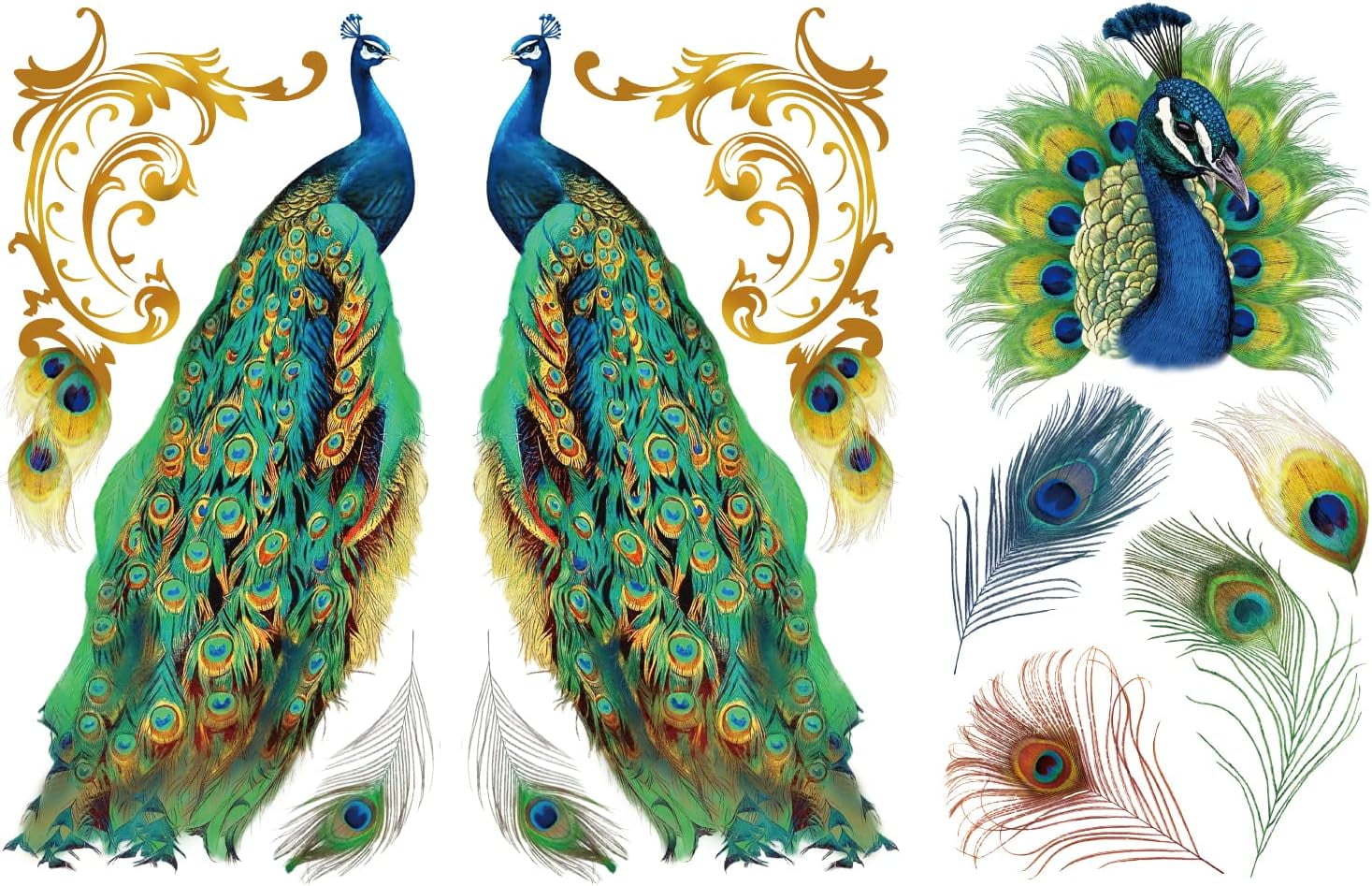Peacock Theme Decor Transfers 6x12 inch Furniture Transfer Stickers ...