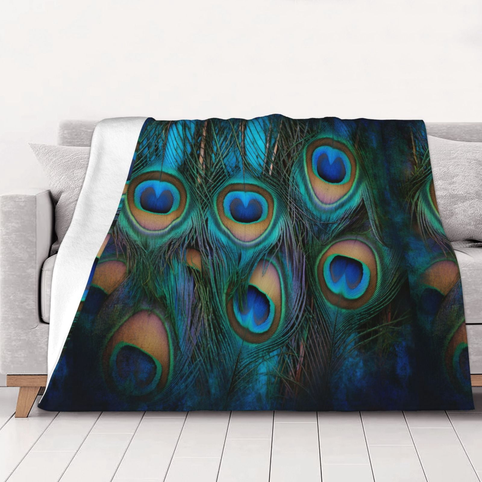 Peacock Throws Blanket Fleece Soft Cozy Warm Plush for Travel Chair ...