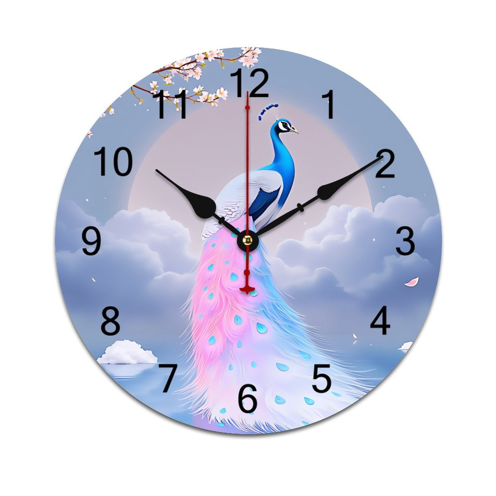 Peacock Time Decorative Wall Clocks Round Large Wall Watch Bedroom Home ...