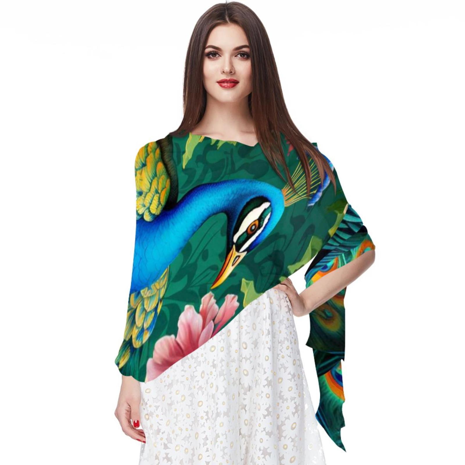 Peacock Translucent Light and Breathable Chiffon Silk Scarf 70.86x28 ...