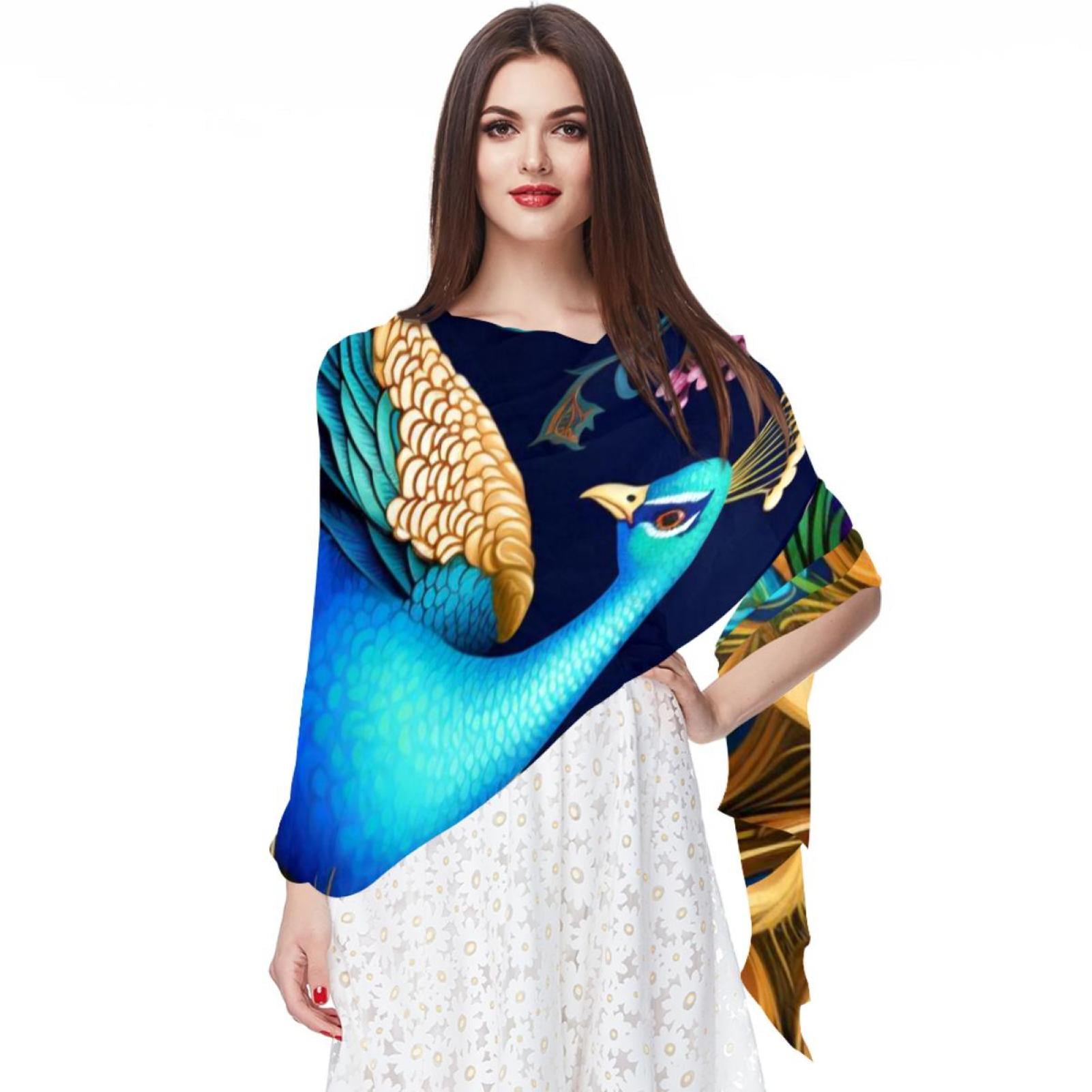 Peacock Translucent Light and Breathable Chiffon Silk Scarf 70.86x28 ...
