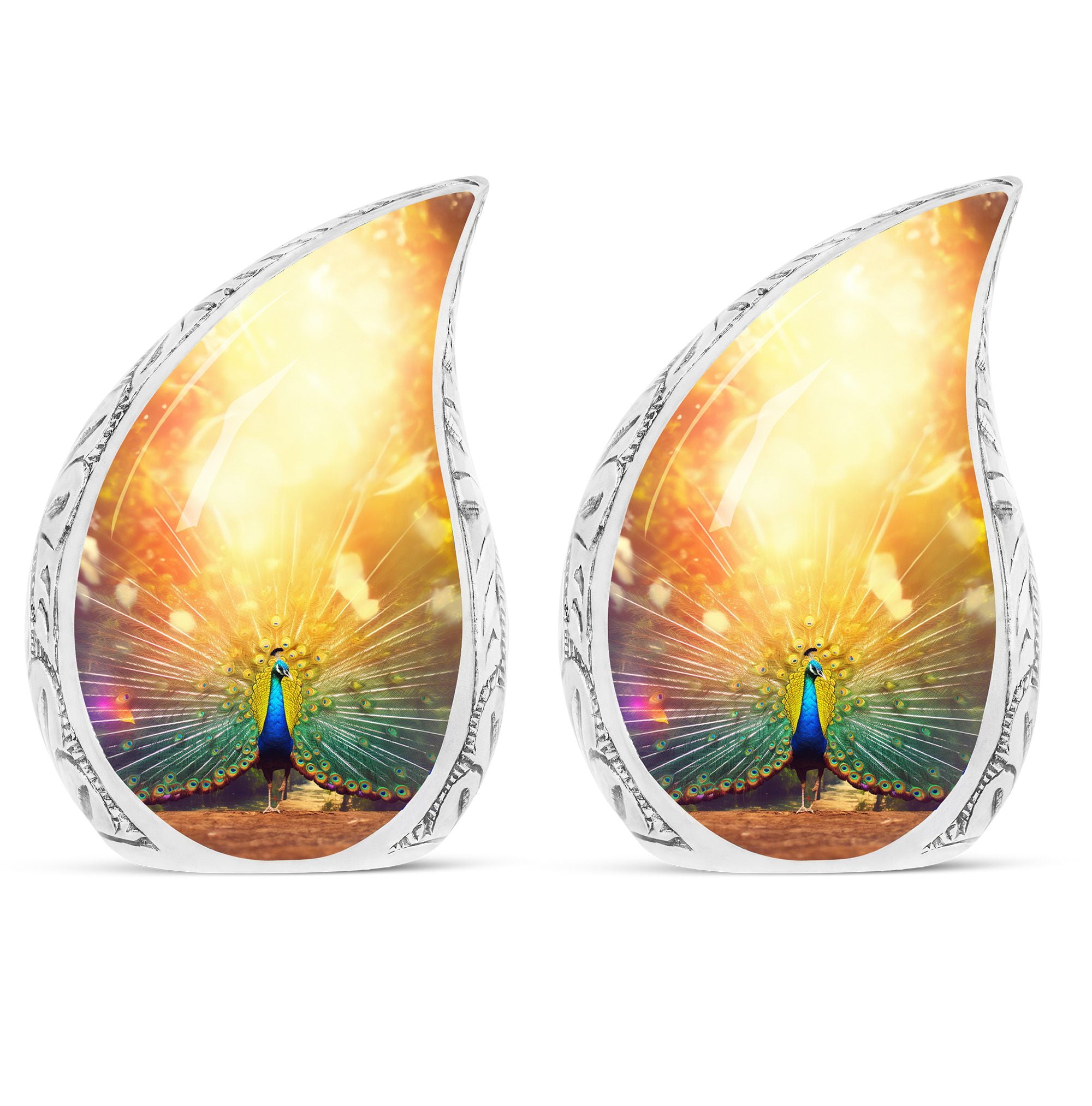 Peacock Urn - Keepsake Urns For Human Ashes - Cross Drop Urn For Ashes ...