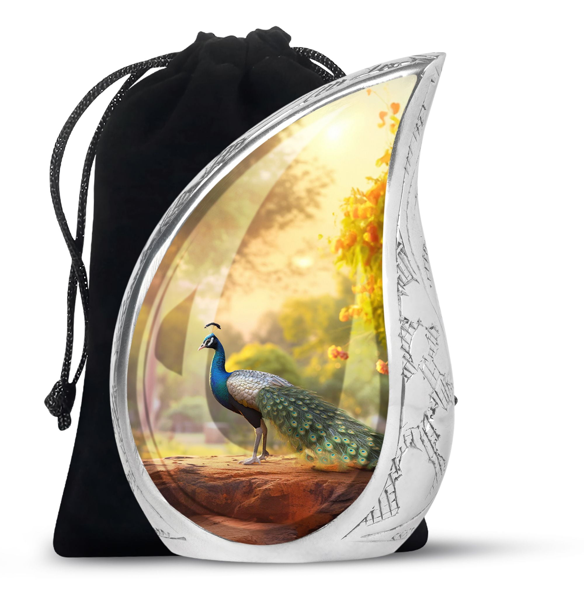 Peacock Urn - Large Urns For Human Ashes - Cross Drop Urn For Ashes ...