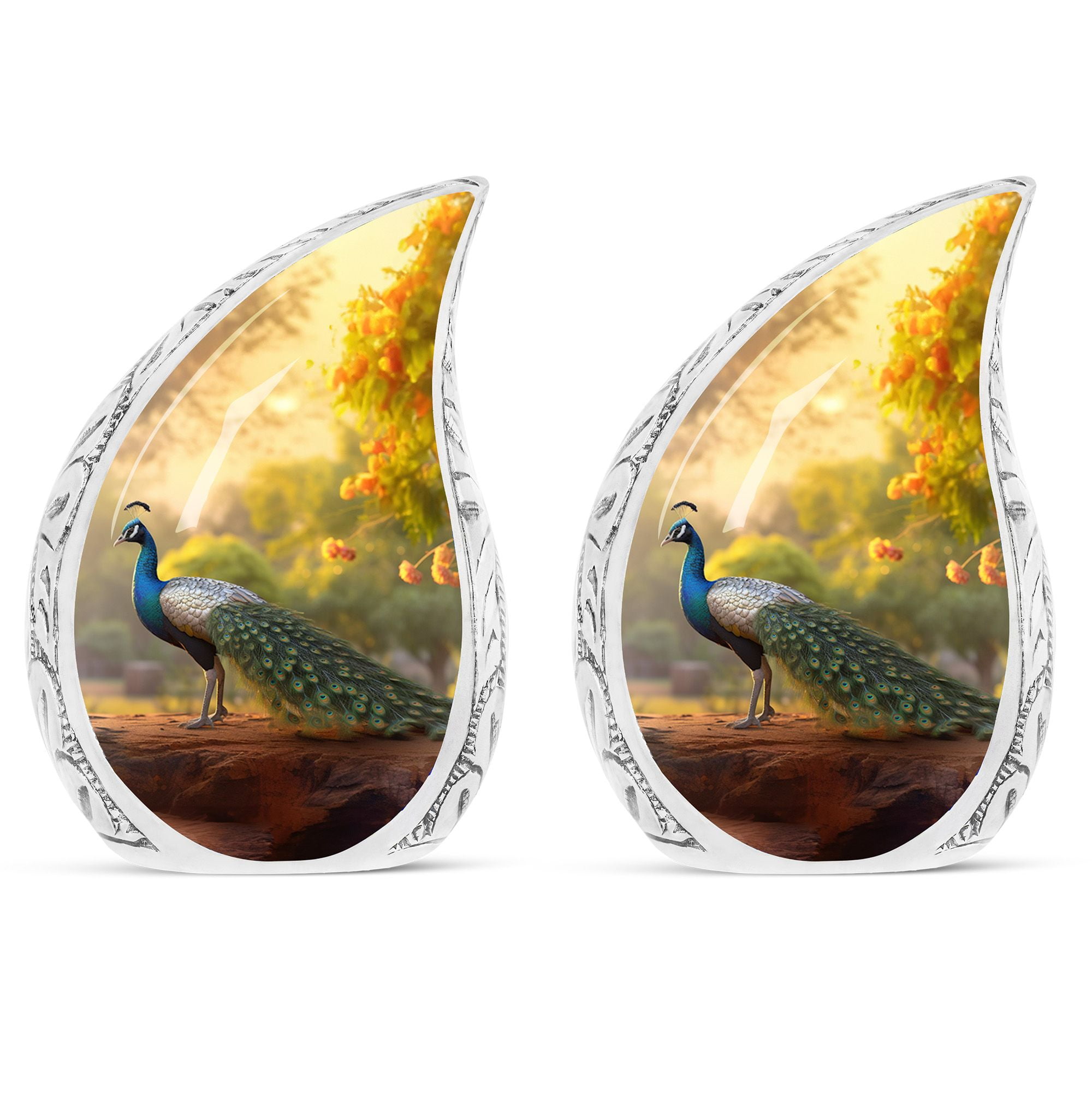 Peacock Urn - Mini Keepsake Urns For Human Ashes - Cross Drop Urn For ...