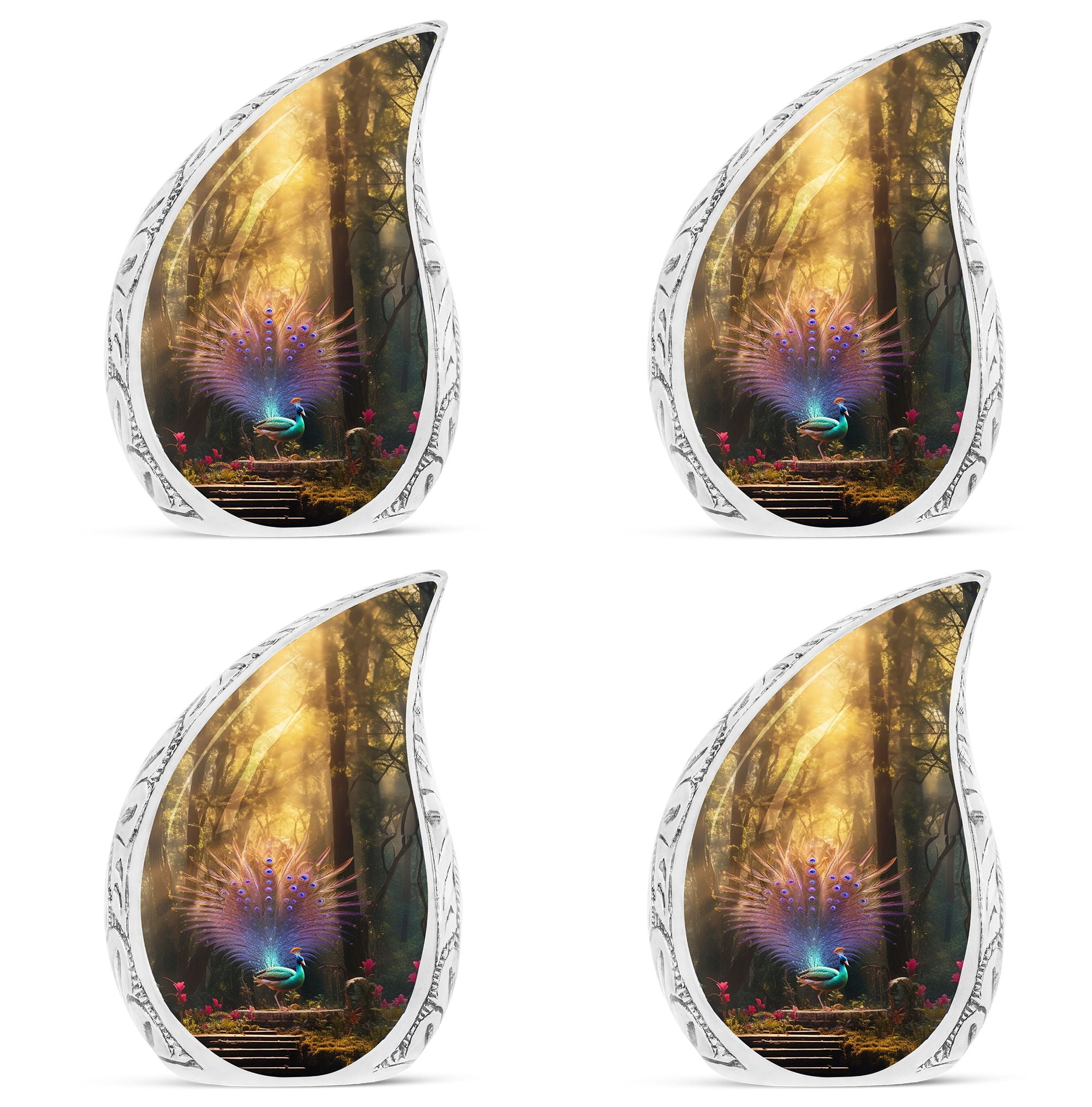 Peacock Urn - Small Urns For Human Ashes Keepsake - Cross Drop Urns For ...