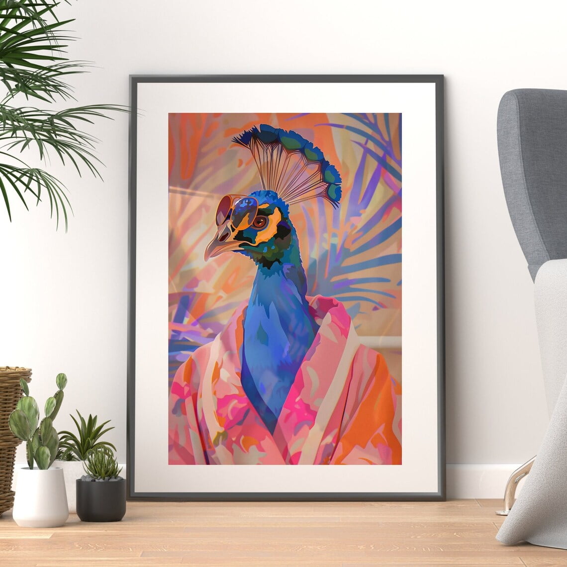 Peacock Vanity Art Print, Whimsical Bathroom Decor, Maximalist Animal ...